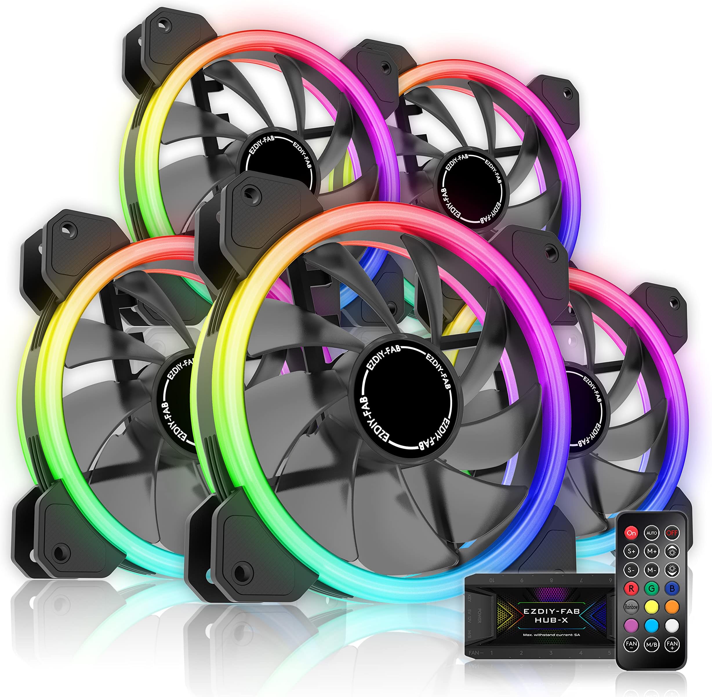 upHere 120mm White RGB Case Fan High Airflow Long Life for Computer ...