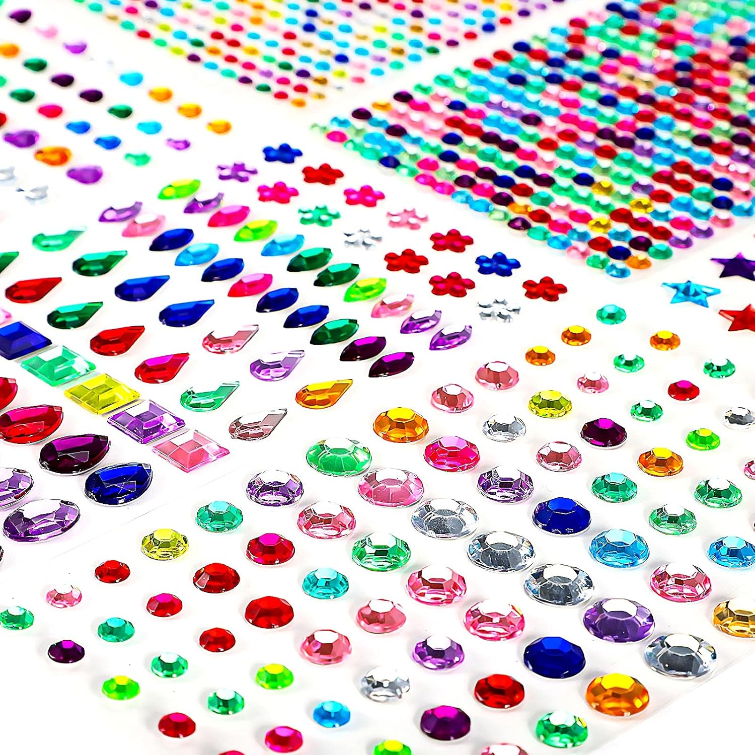 Fuyamp 2000 PCS Gem Stickers, Stick on Gems for Crafting Self-Adhesive ...