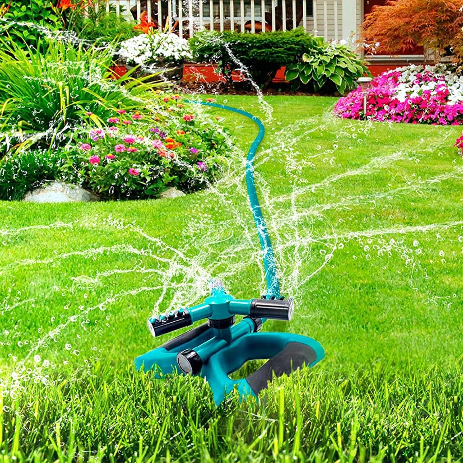 Amazon.com : SYTH Garden Sprinkler 3 Arm Water Sprinkler,Automatic 360 ...