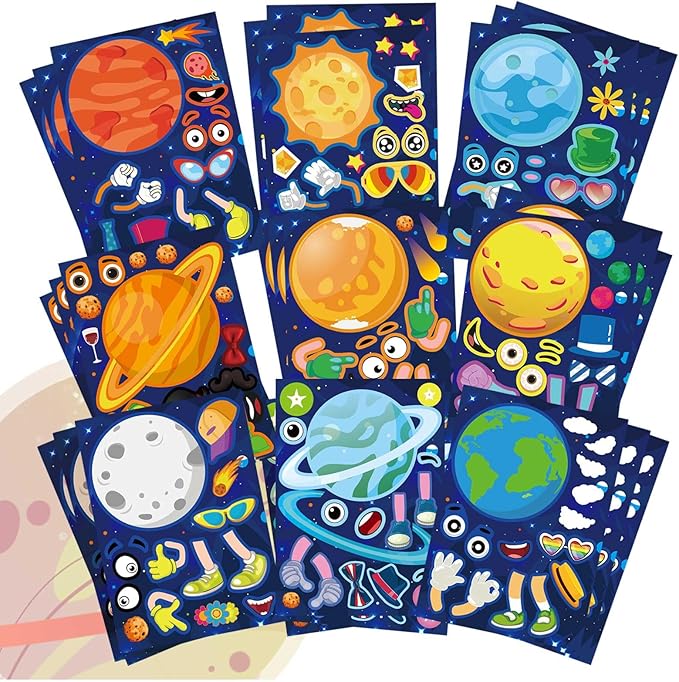 Amazon.com: 27 Sheets Space Stickers Make Your Own Planet Stickers ...