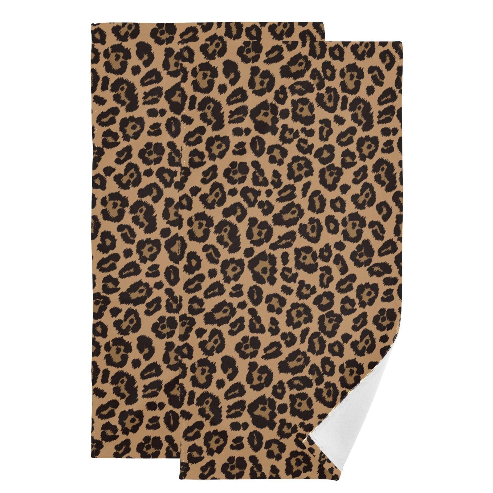 Amazon.com: XALOGEER Leopard Print Hand Towels for Bathroom Set of 2 ...