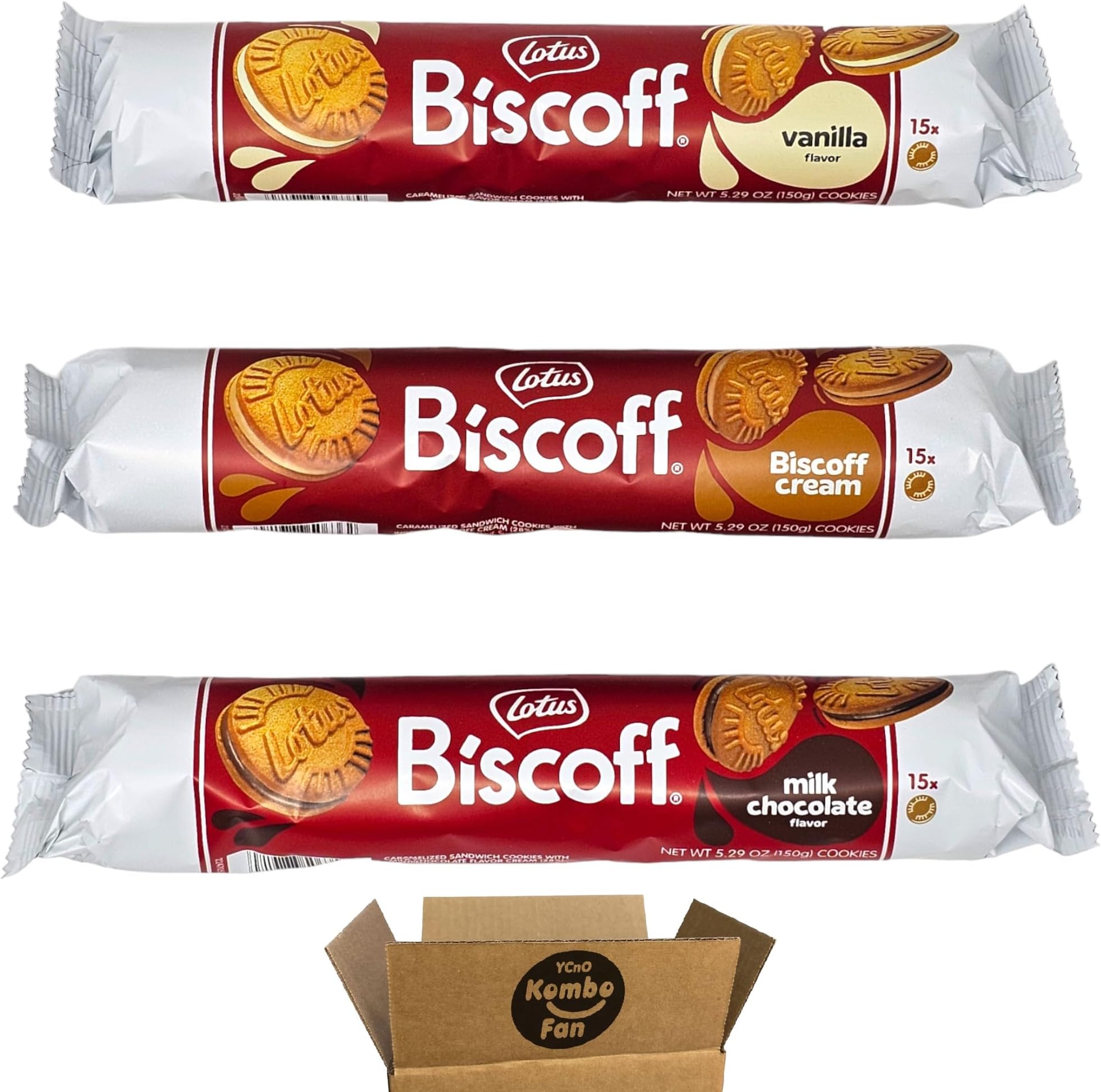 Amazon.com: Lotus Biscoff Sandwich Cookies Vanilla cream 5.29 oz (15 ...