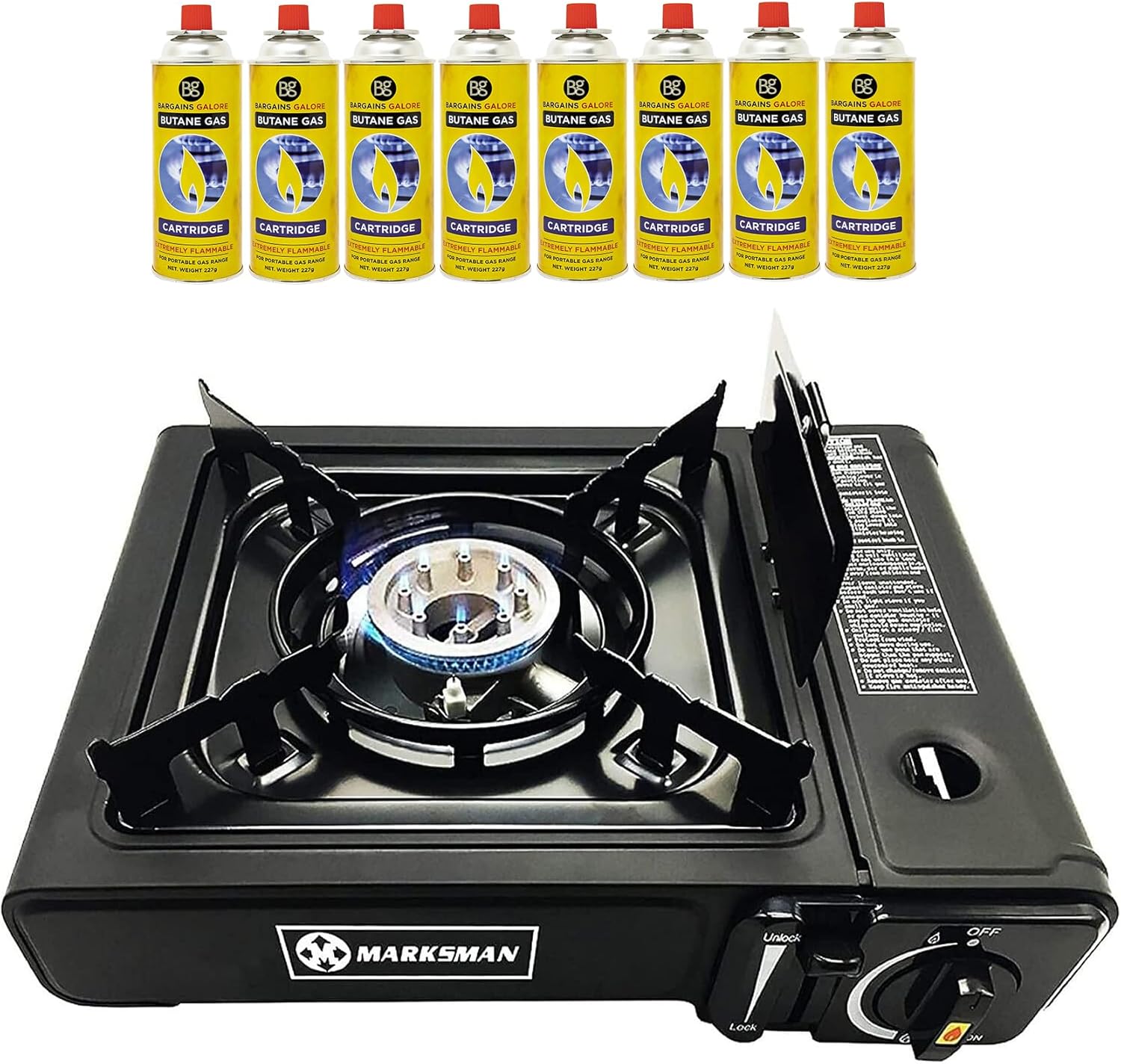 Portable Gas Cooker Stove + 8 Butane Gas Bottles Canisters - For ...