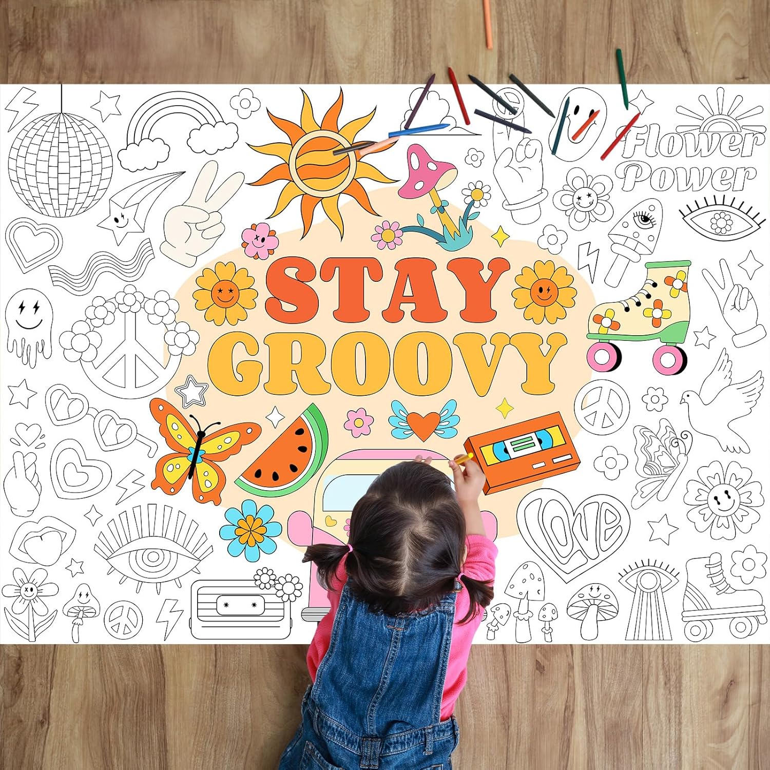 Amazon.com: Naozinebi Giant Coloring Poster for Kids Groovy Coloring ...