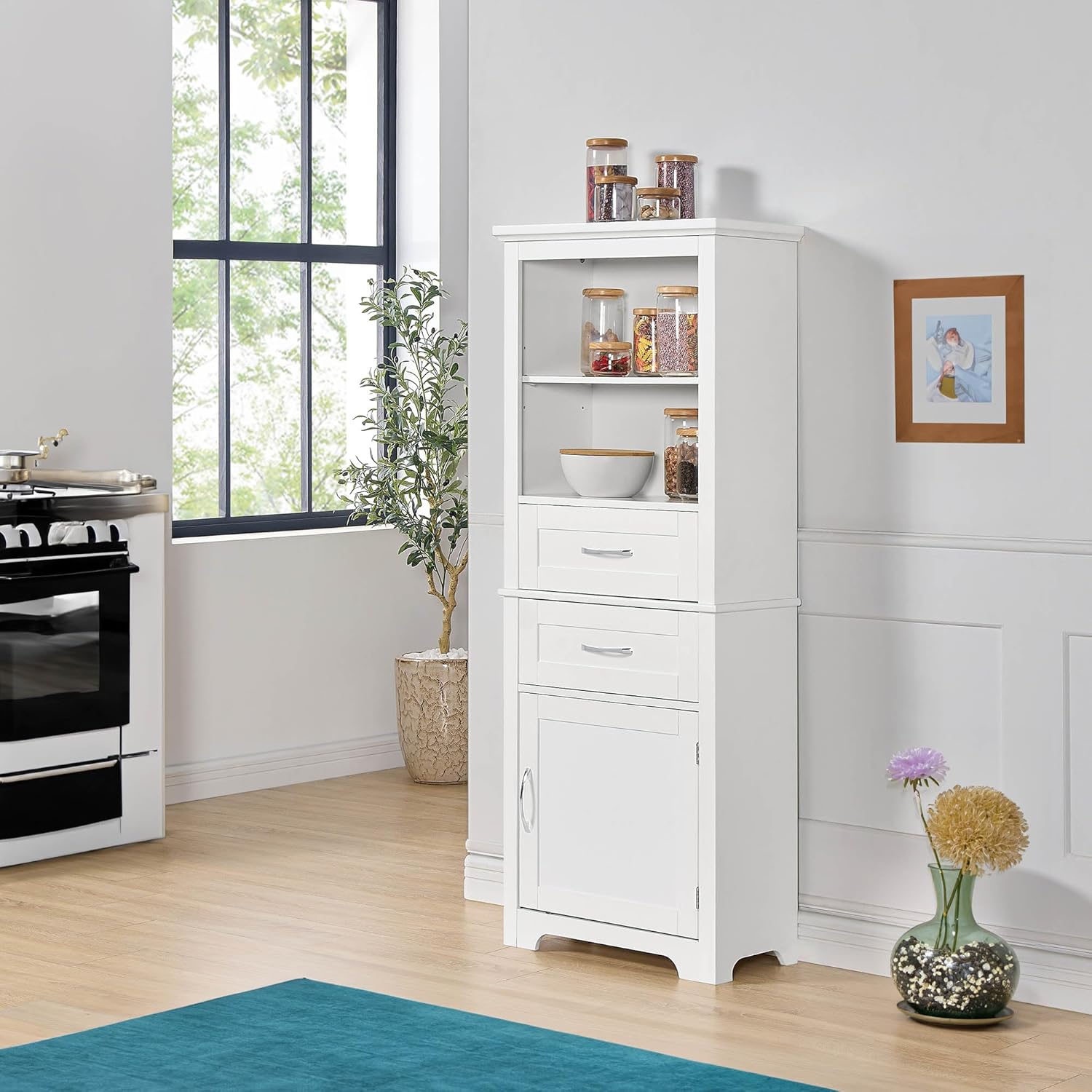 Amazon.com: Quvslier 60" Modern Kitchen Pantry Cabinet,Storage Cabinets ...