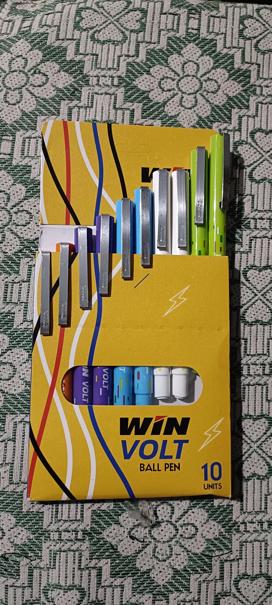 WIN Volt Ball Pens | 10 Blue Ink Pens | Playful Body Colours | 0.7 mm ...