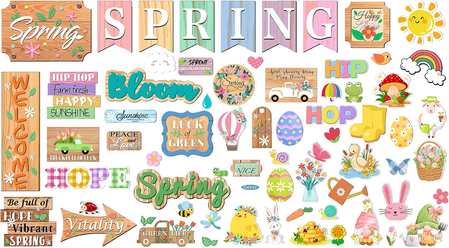 Amazon.com: 70Pcs Spring Bulletin Board Decorations with 200pcs Glue ...