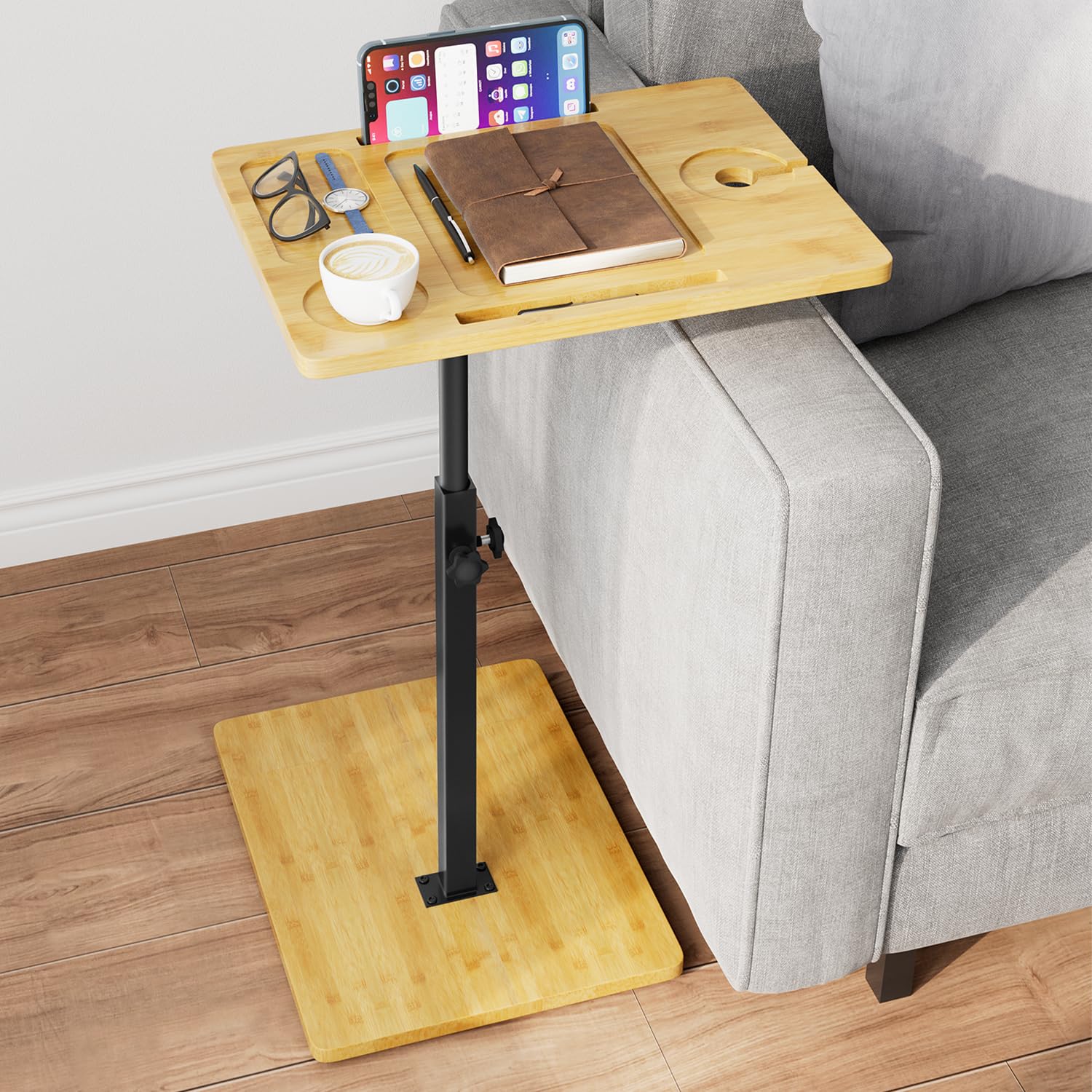 Amazon.com: XNSDXV Bamboo C Table End Table Adjustable Height, 360 ...