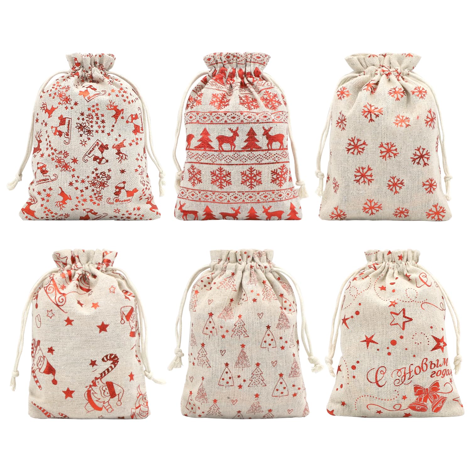 Amazon.com: Dohia Christmas Burlap Bags with Drawstring 5 x 7 Inch ...