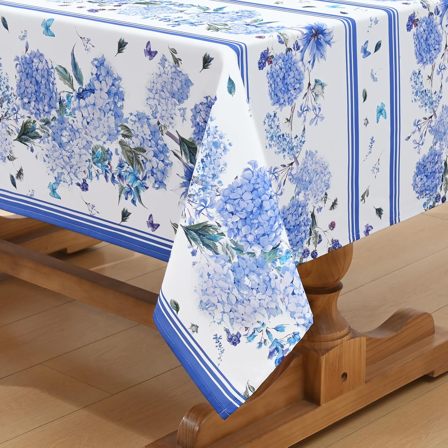 Amazon.com: Alishomtll Square Tablecloth 55x55 Inch, Blue Stripe Floral ...