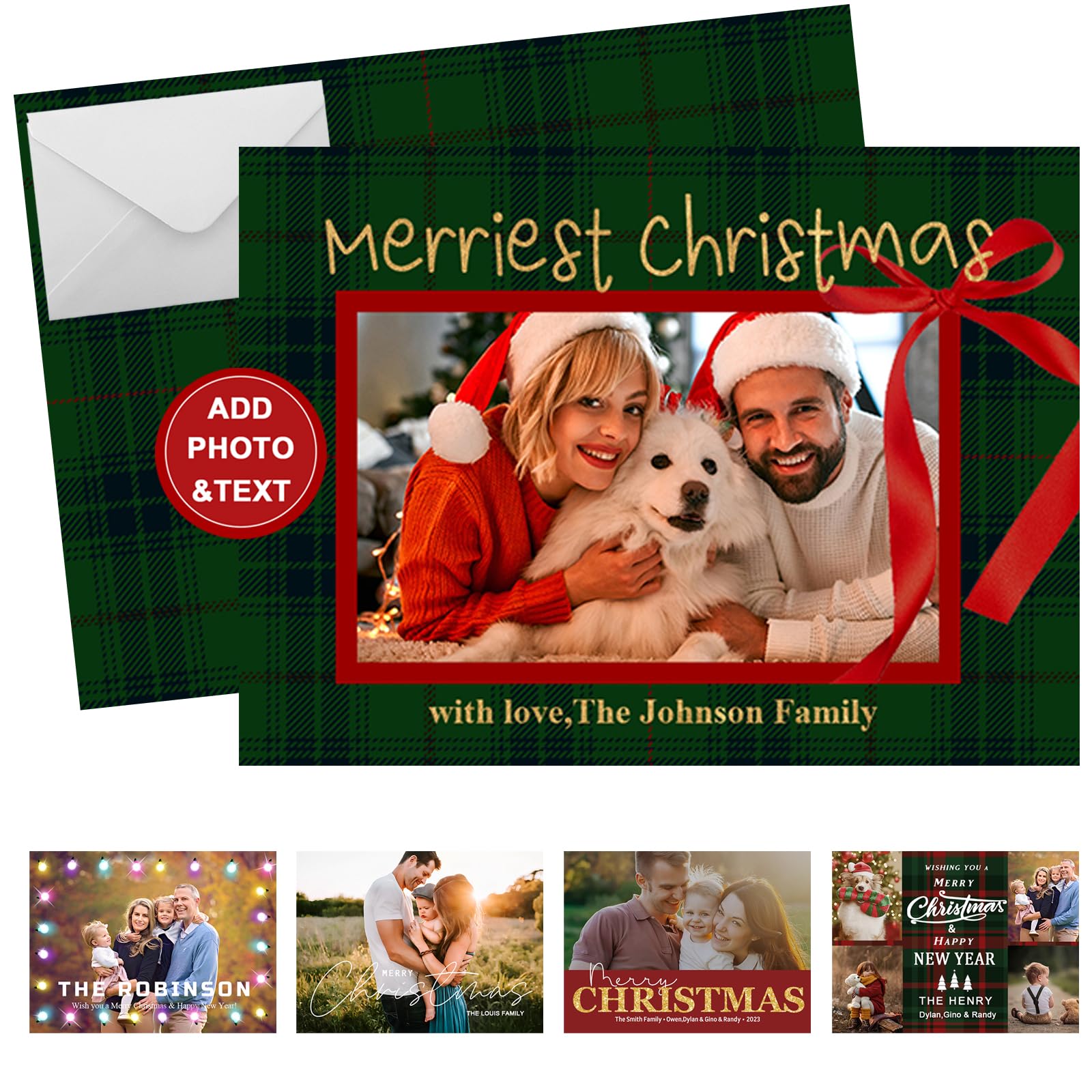 Amazon.com : Personalized Christmas Cards,Premium Quality Photo ...