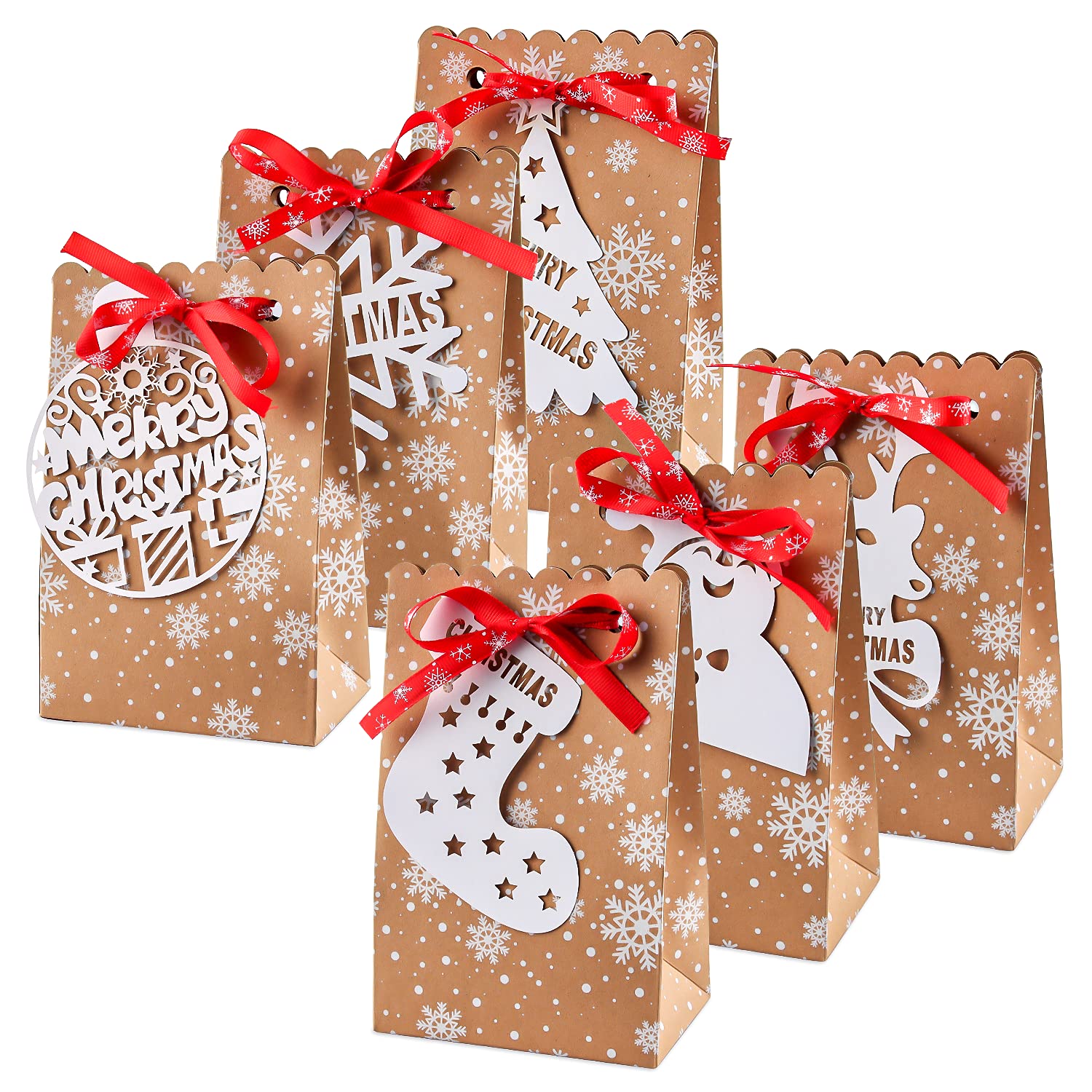 24 Stück Geschenktüten Papier Weihnachten, Weihnachten Party ...