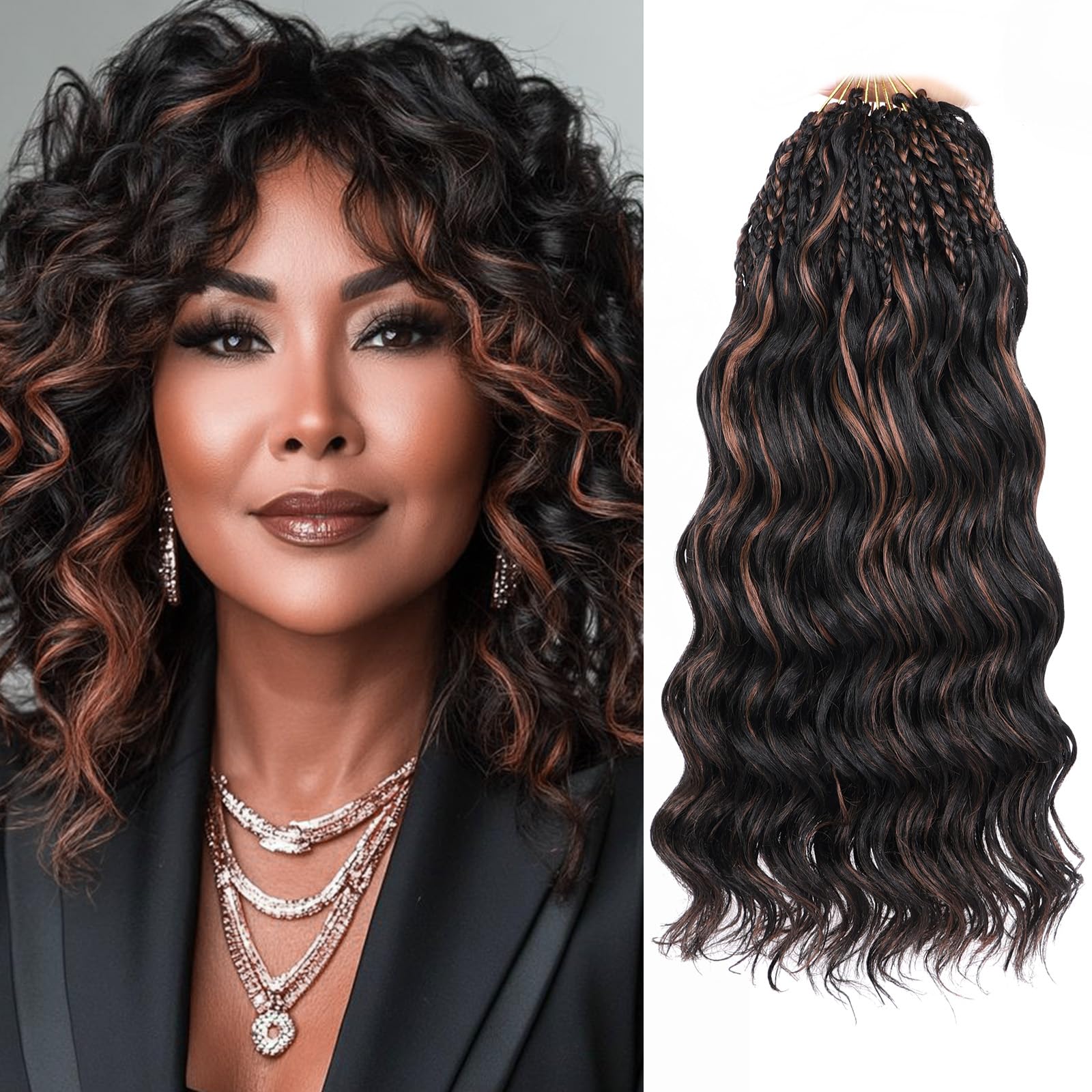 Amazon.com : Leeven Pre Looped Ocean Wave Crochet Hair 14 Inch 8 Packs ...