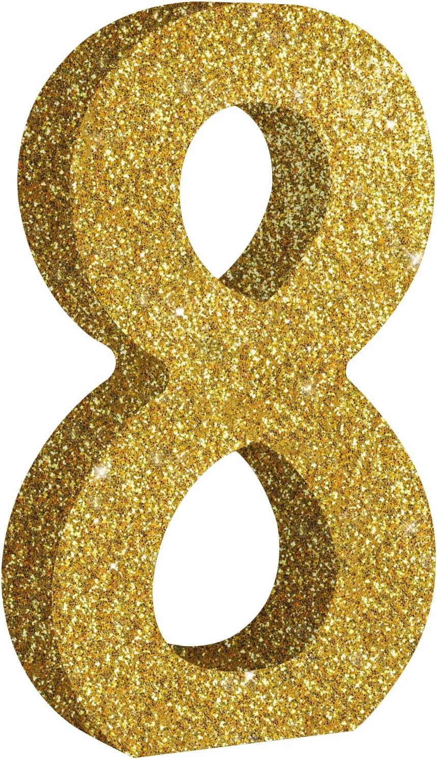 Amazon.com: TONIFUL 7.8 Inch Gold Glitter Number 8 Wooden Table ...