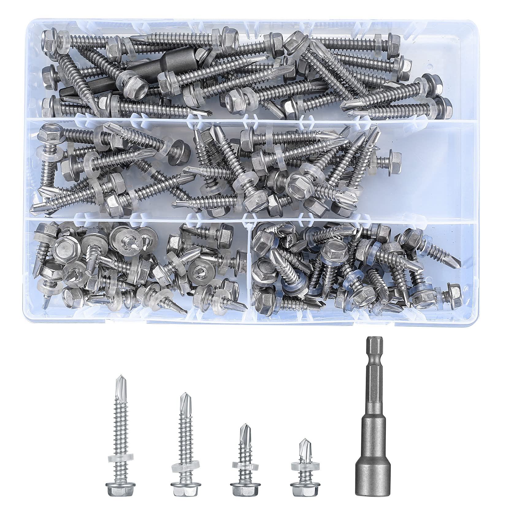 Buy XiaomoyuPack of 101 Stainless Steel Self-Drilling Hex Screws, Wood ...