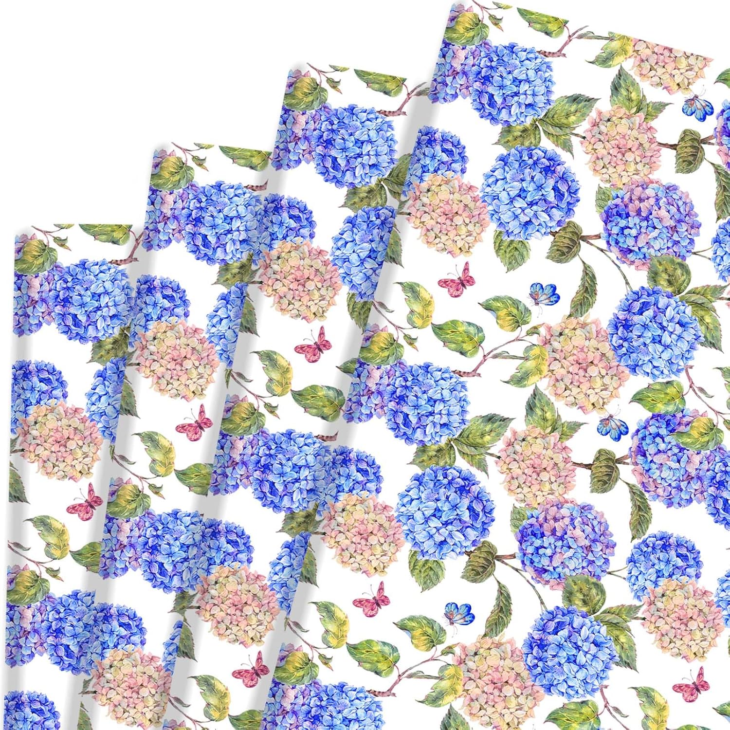 Amazon.com: 12 Sheets 20 x 28 Inches Hydrangeas Wrapping Paper ...