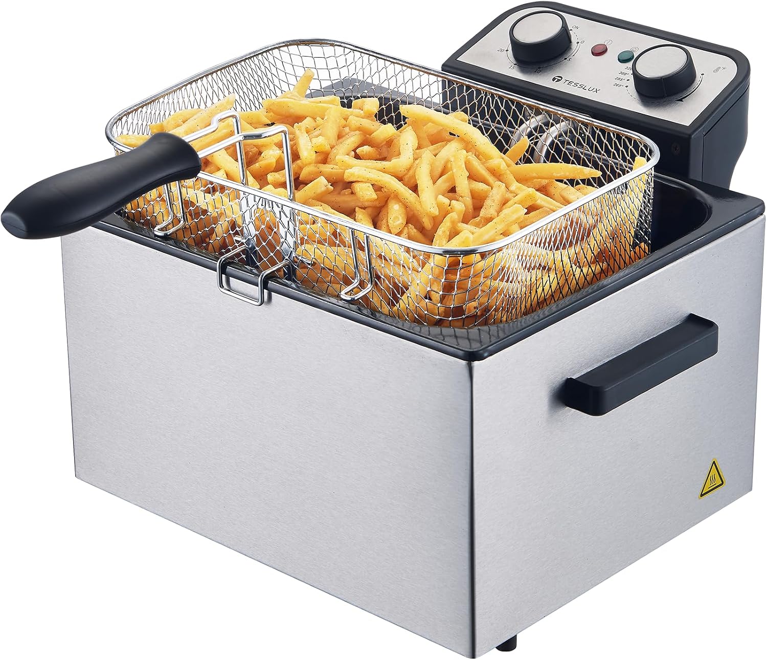 Amazon.com: Tesslux Electric Deep Fryer with Basket for Home Use, Lid ...