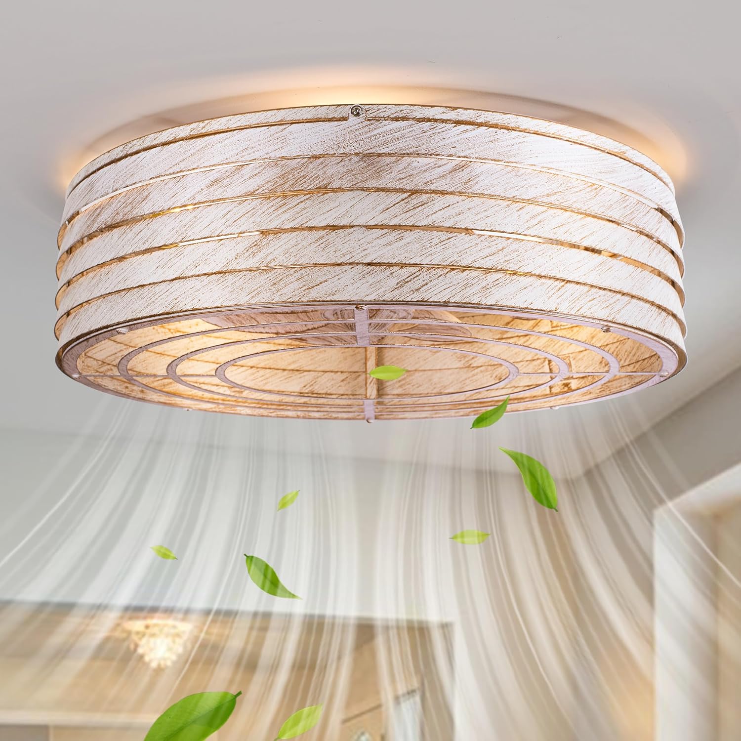 Amazon.com: Linher 20'' Flush-Mount Ceiling Fan with Dimmable-Light and ...