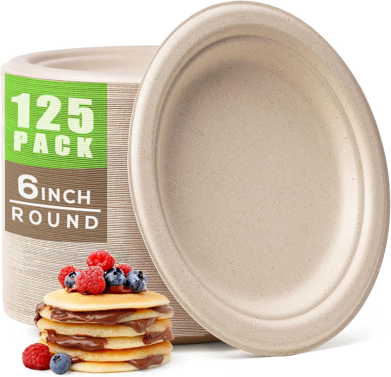 Amazon.com: Gezond Compostable Small Paper Plates 6 Inch 125 Pack ...