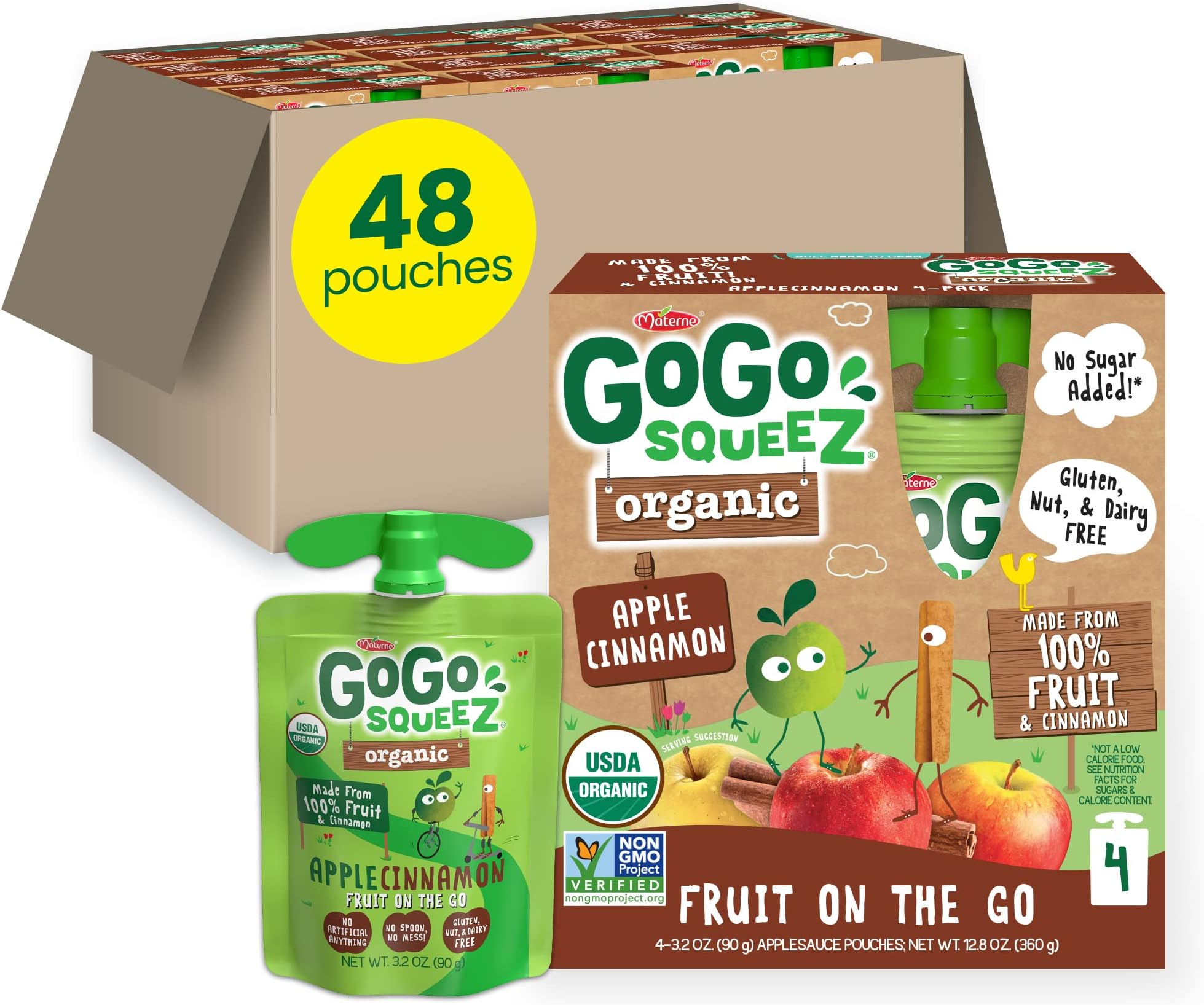Amazon.com : GoGo squeeZ Fruit on the Go Organic, Apple Cinnamon, 3.2 ...