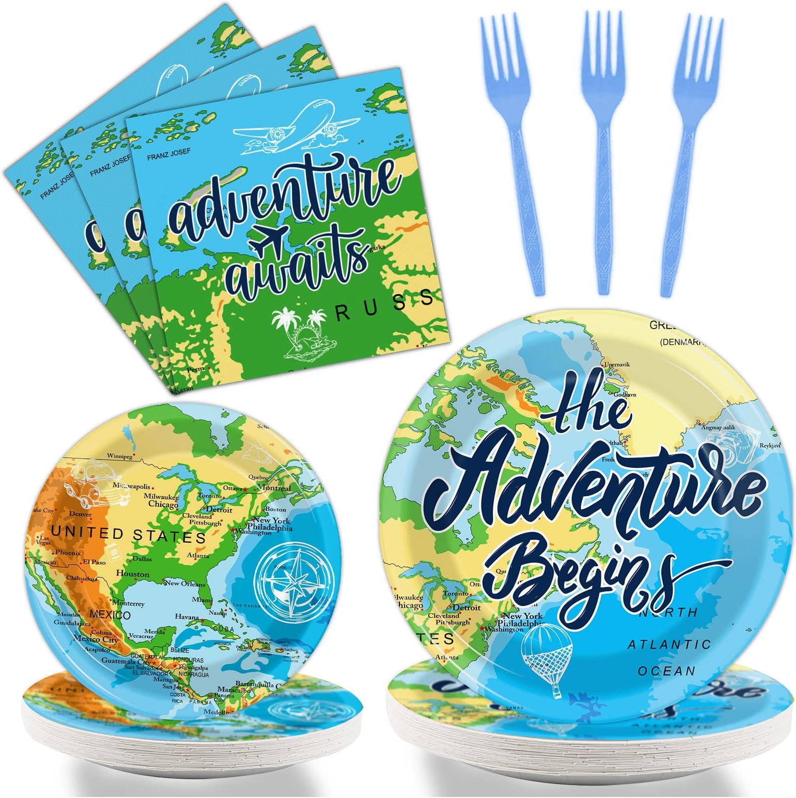 Amazon.com: 13pcs Travel Theme Party Decorations Let The Adventure ...
