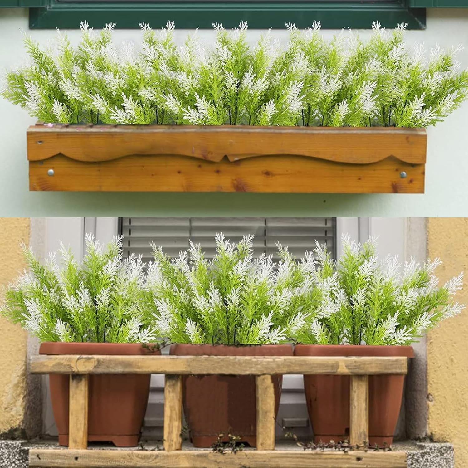 Amazon.com: Coreland Outdoor Artificial Plant Faux Plastic Stems Plants ...