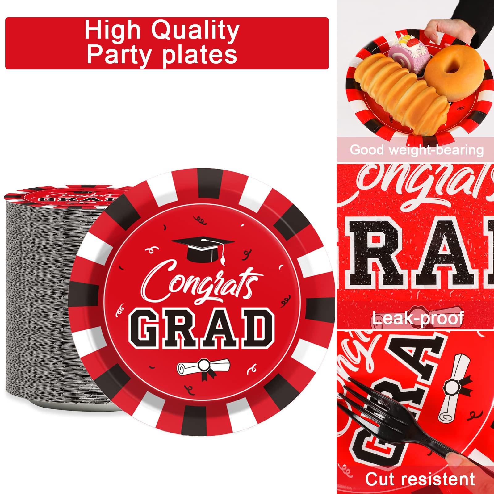 Snapklik.com : 50 Guests Graduation Party Plates Napkins Supplies Red ...