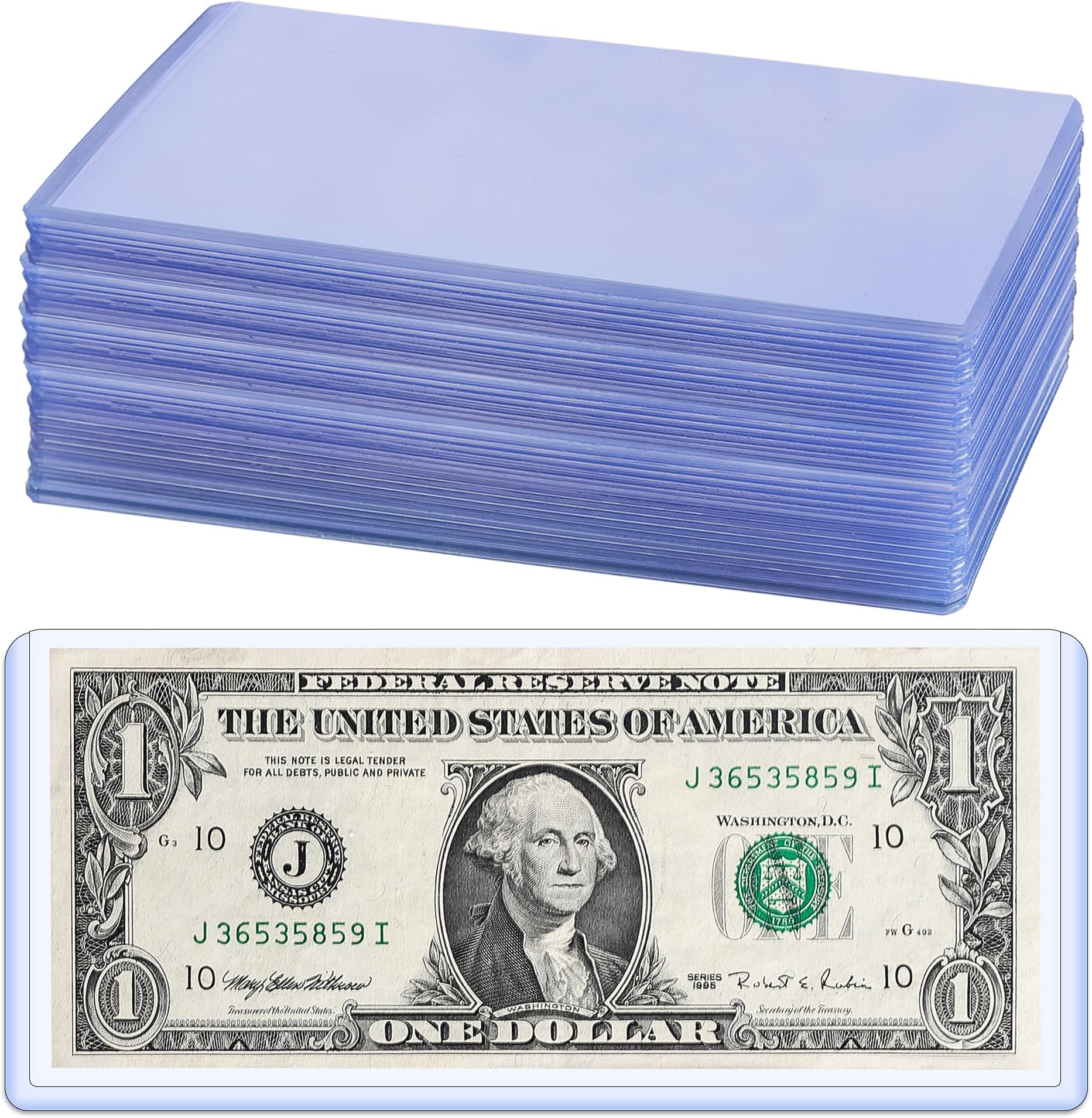 Amazon.com : 100 PCS Currency Sleeves - Clear Dollar Holder with ...