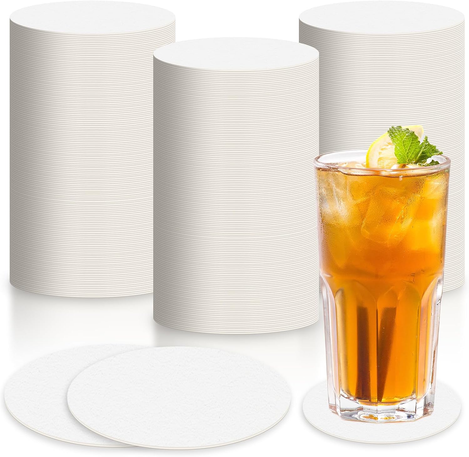 Akami 300 PCS Disposable Paper Coasters - 4 Inch White, Highly ...