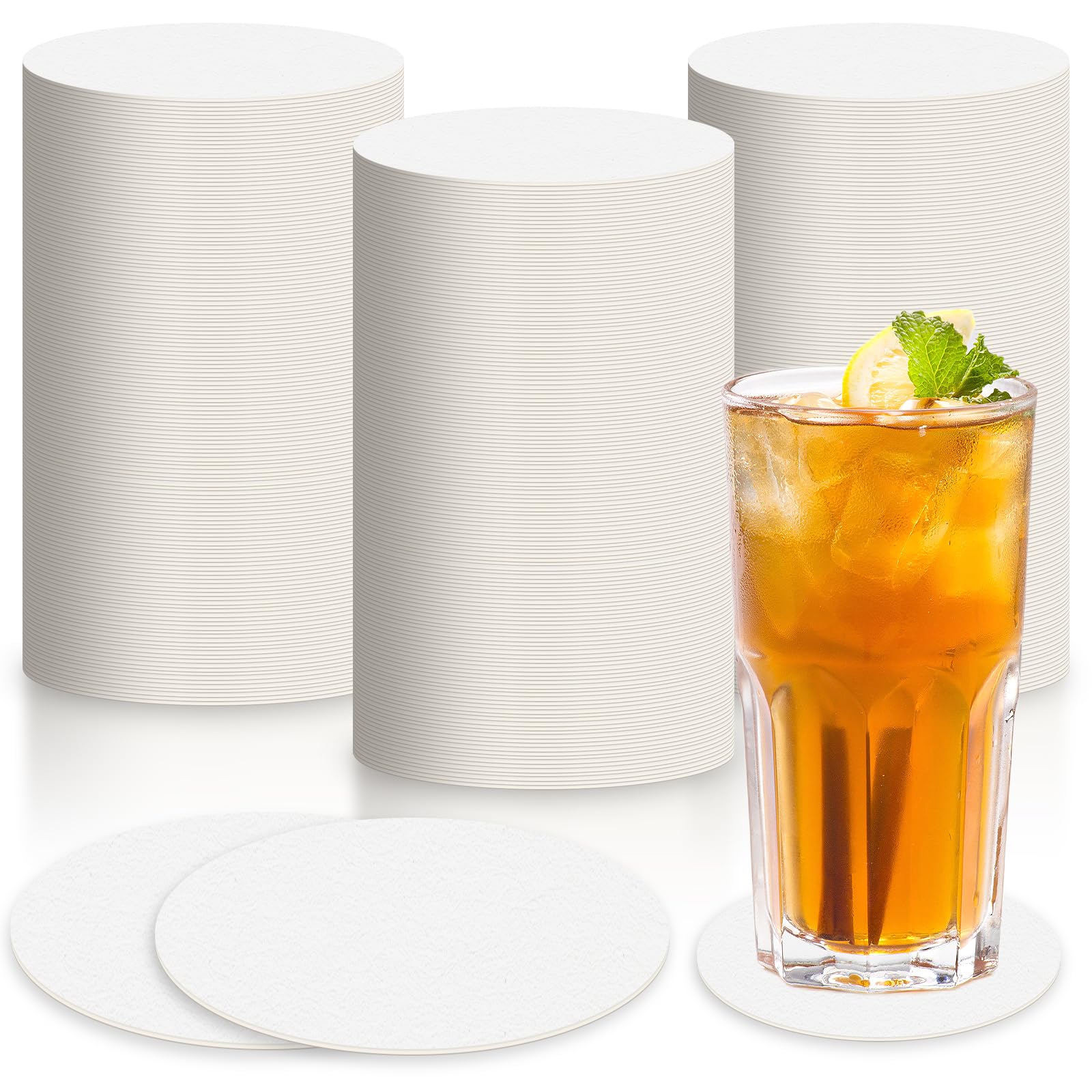 Amazon.com: Akamino 300 PCS Disposable Paper Coasters（1MM）,4 Inch White ...