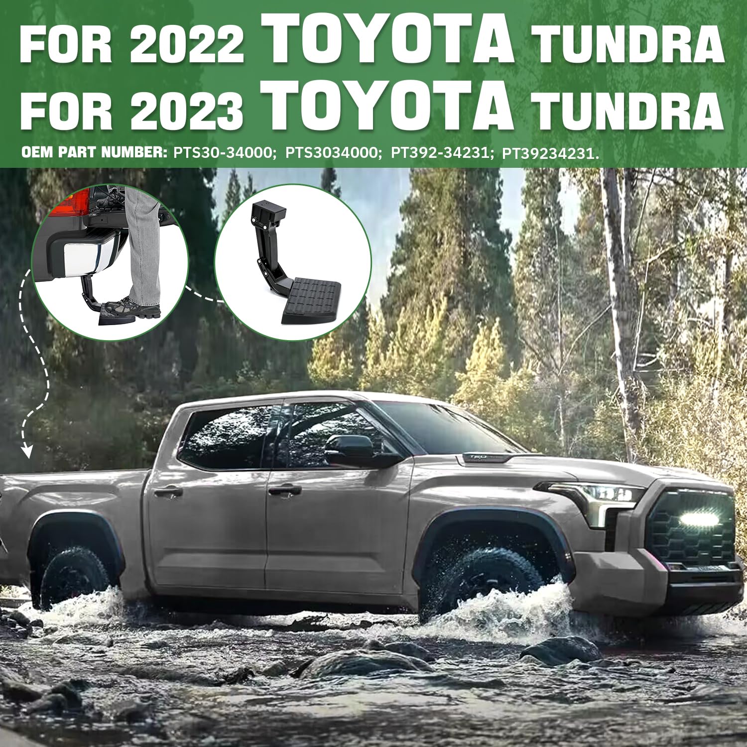 Folding Bed Step MITZONE Retractable Bed Step For Toyota Tundra 2022 ...