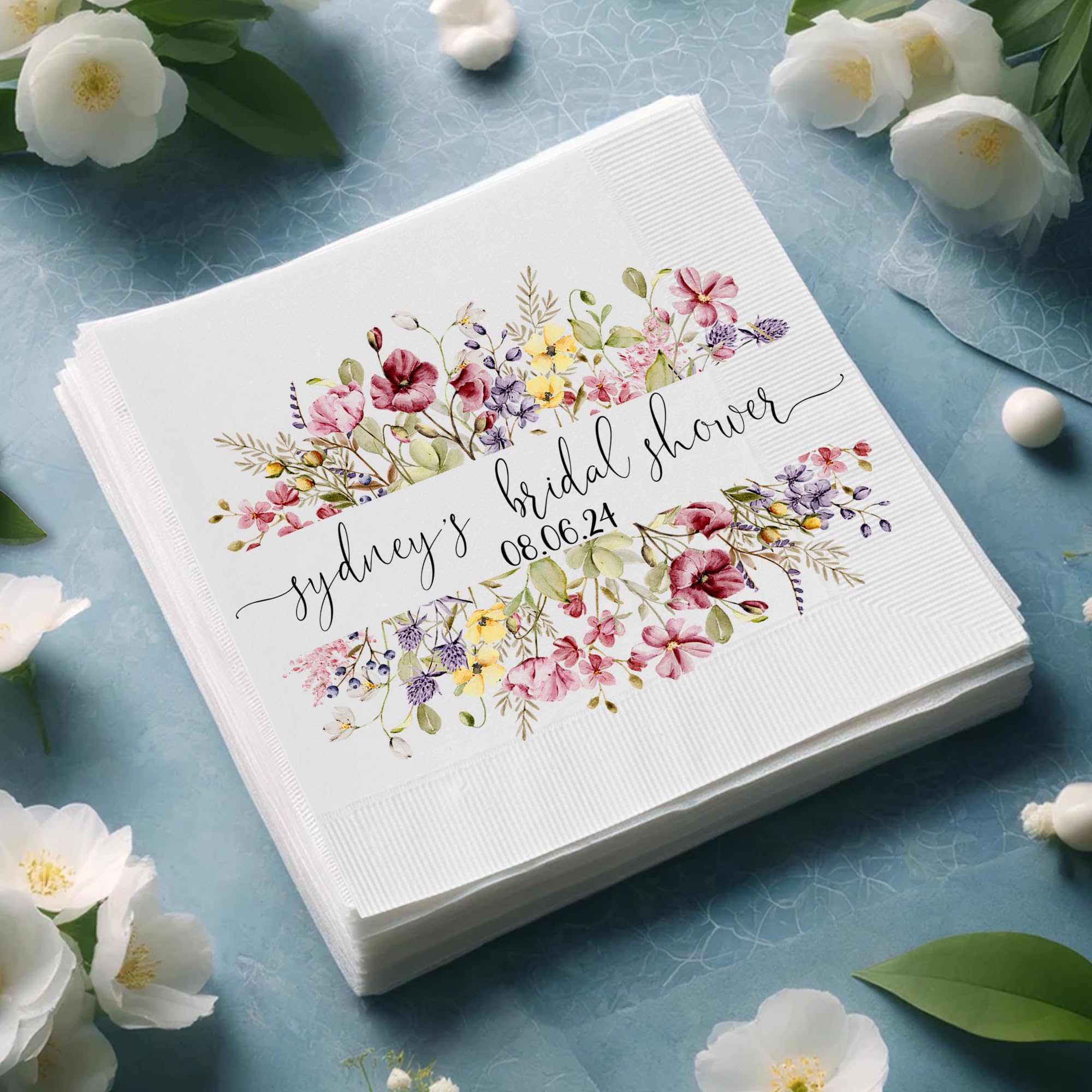 Amazon.com | Personalized Bridal Shower Napkins, Custom Printed Napkins ...
