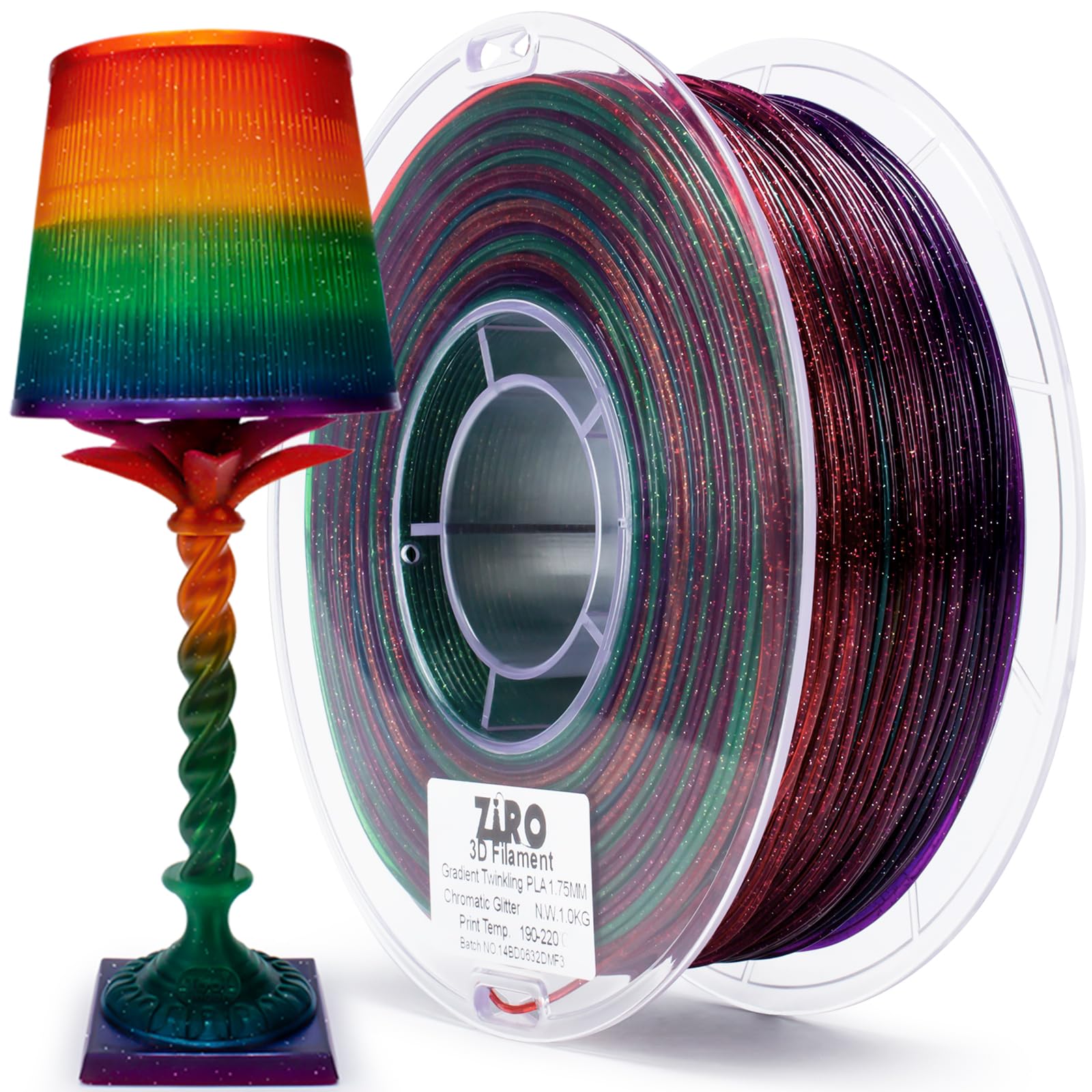 ZIRO Fast Color Changing Twinkling PLA, PLA Filament 1.75mm 1kg ...