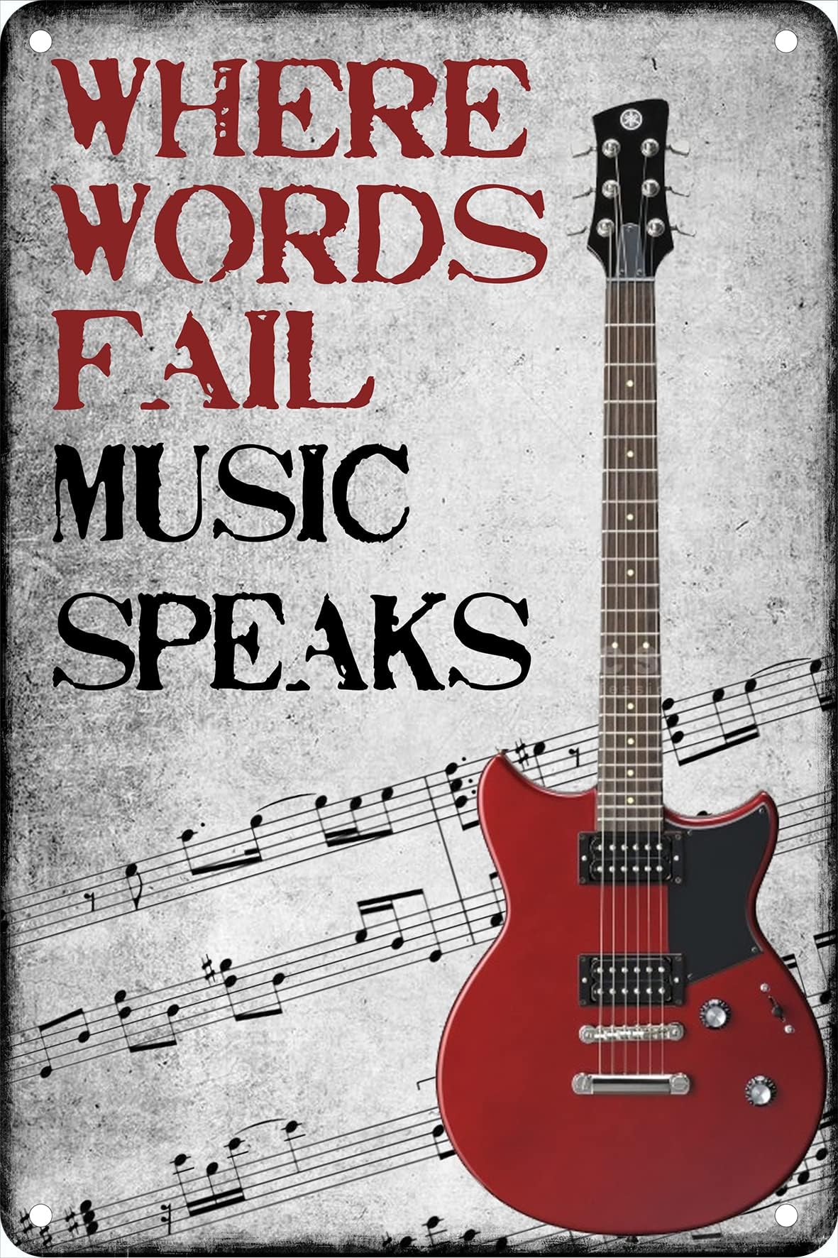 Amazon.com: Guitar Tin Sign Where Words Fail Music Speaks Vintage Metal ...