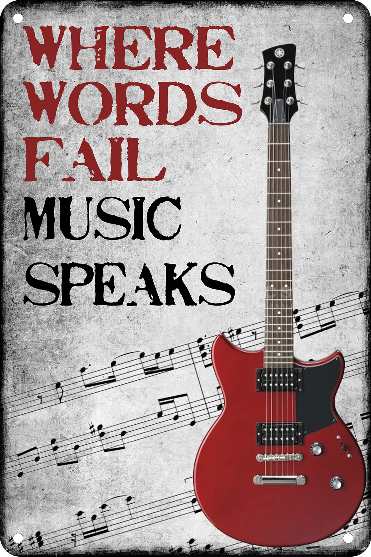 Amazon.com: Guitar Tin Sign Where Words Fail Music Speaks Vintage Metal ...