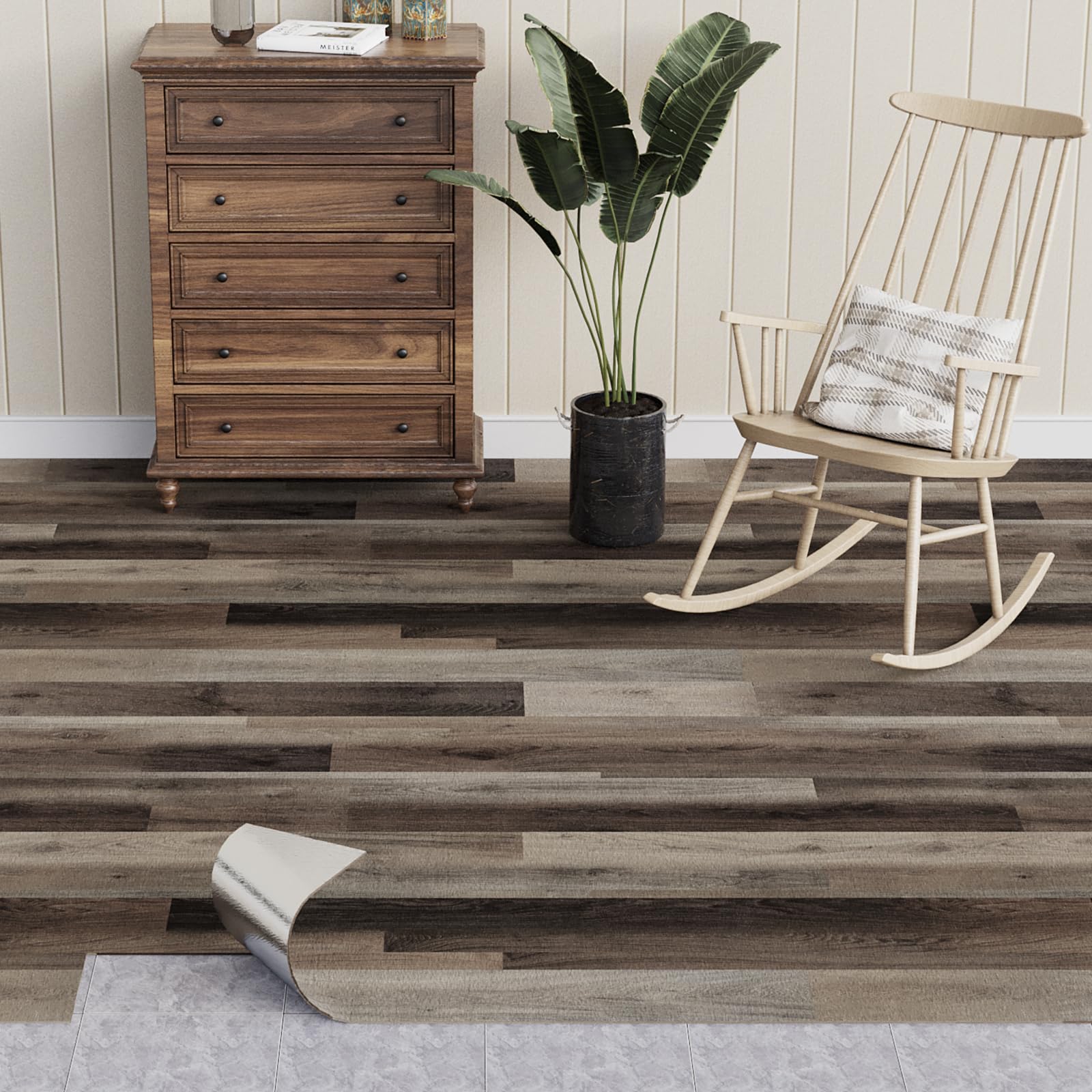 Oxdigi Wood Floor Tiles Peel and Stick Waterproof - Self-Adhesive Vinyl ...