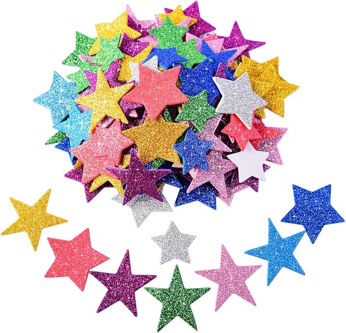 Amazon.com: BBTO Glitter Foam Stickers Self-Adhesive Star Stickers for ...