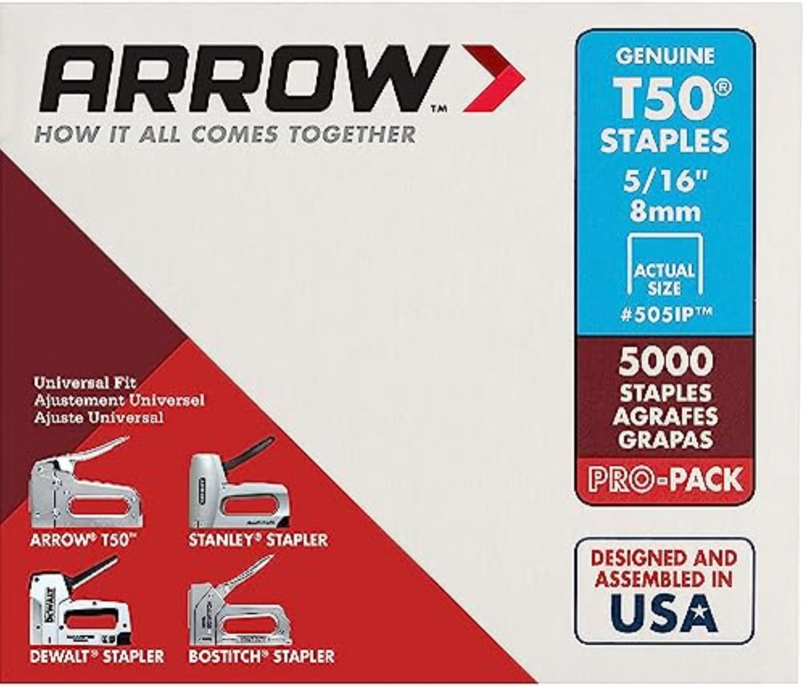Arrow A505IP T50 Staples, Steel, 5/16 Inch (8 mm) : Amazon.co.uk: DIY ...