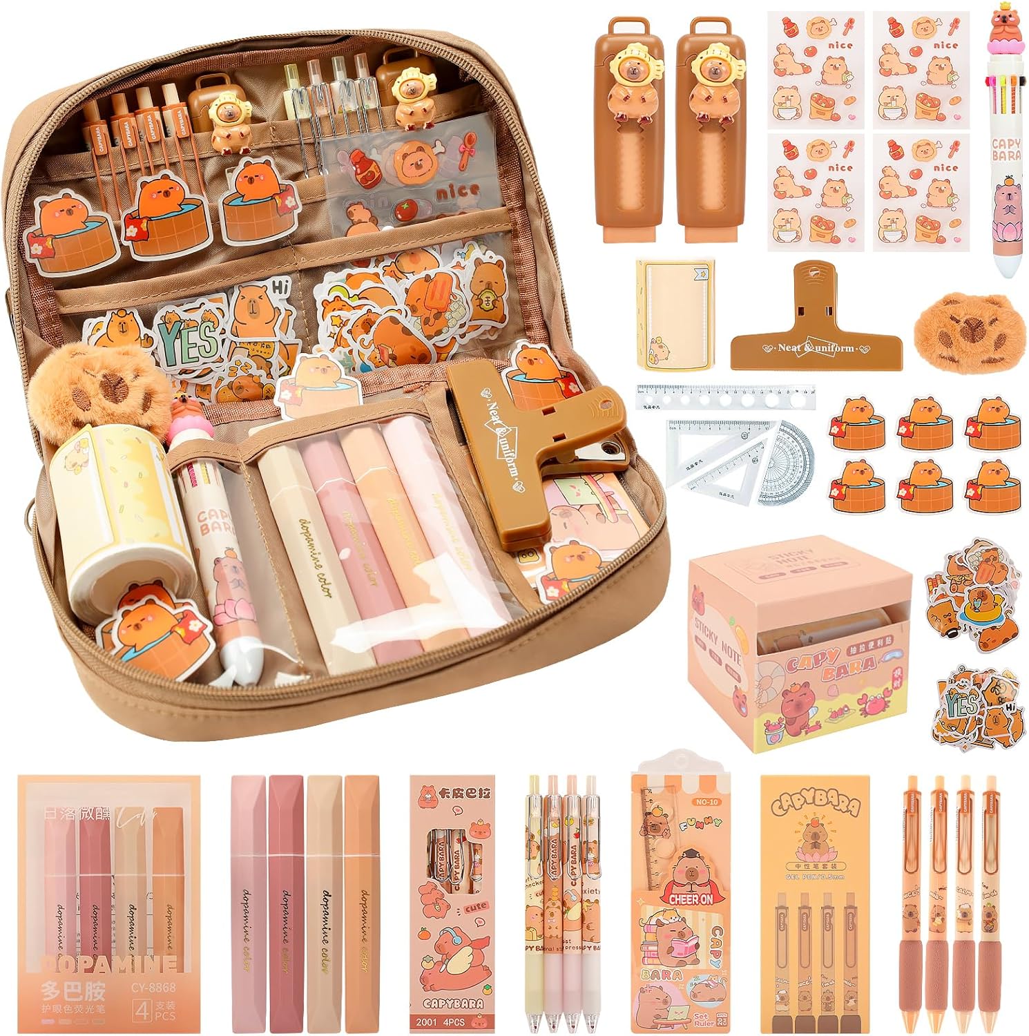 Amazon.com: Capybara Pencil Case -12 Kinds Capybara Stationery Set,Cute ...