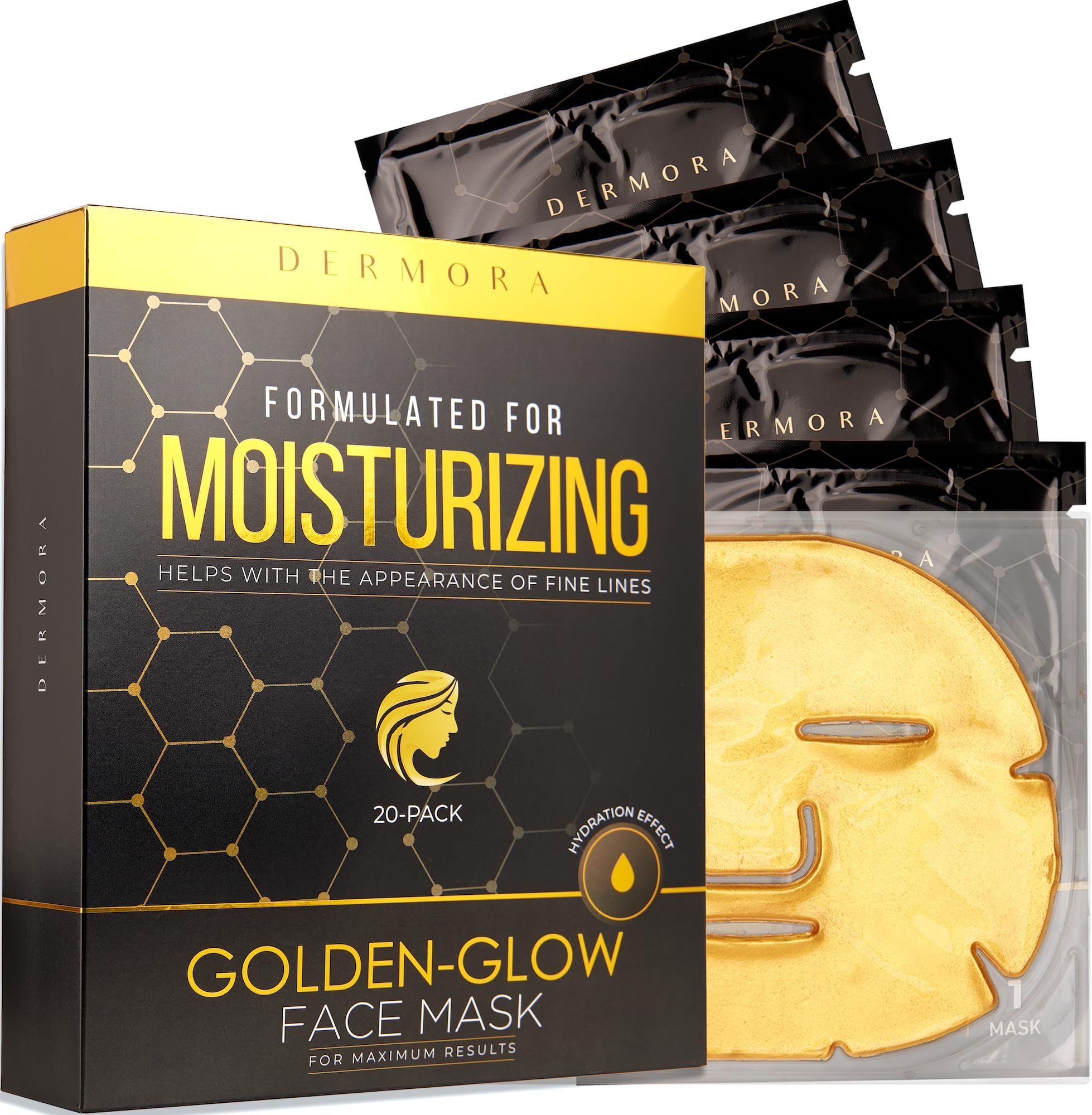 Amazon.com : DERMORA Skin Treatment Mask Golden Glow Neck Mask - 20 ...