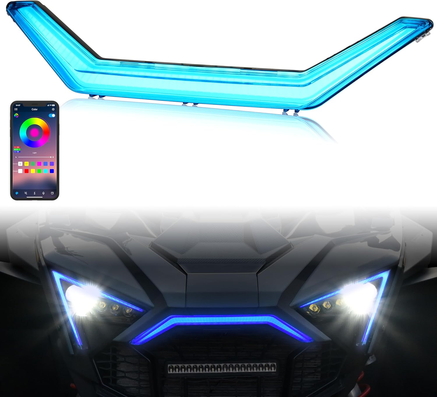 SAUTVS Front Accent Light with RGB for RZR PRO XP, LED Center Grill APP ...