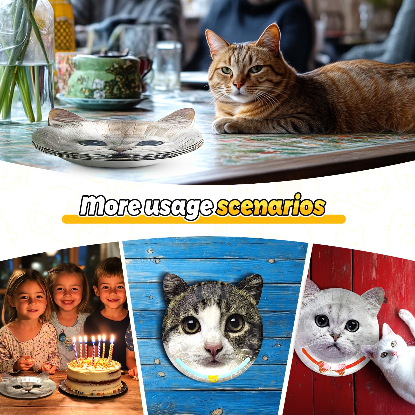 Snapklik.com : 60 Pcs Cat Party Plates, Cat Birthday Decorations ...