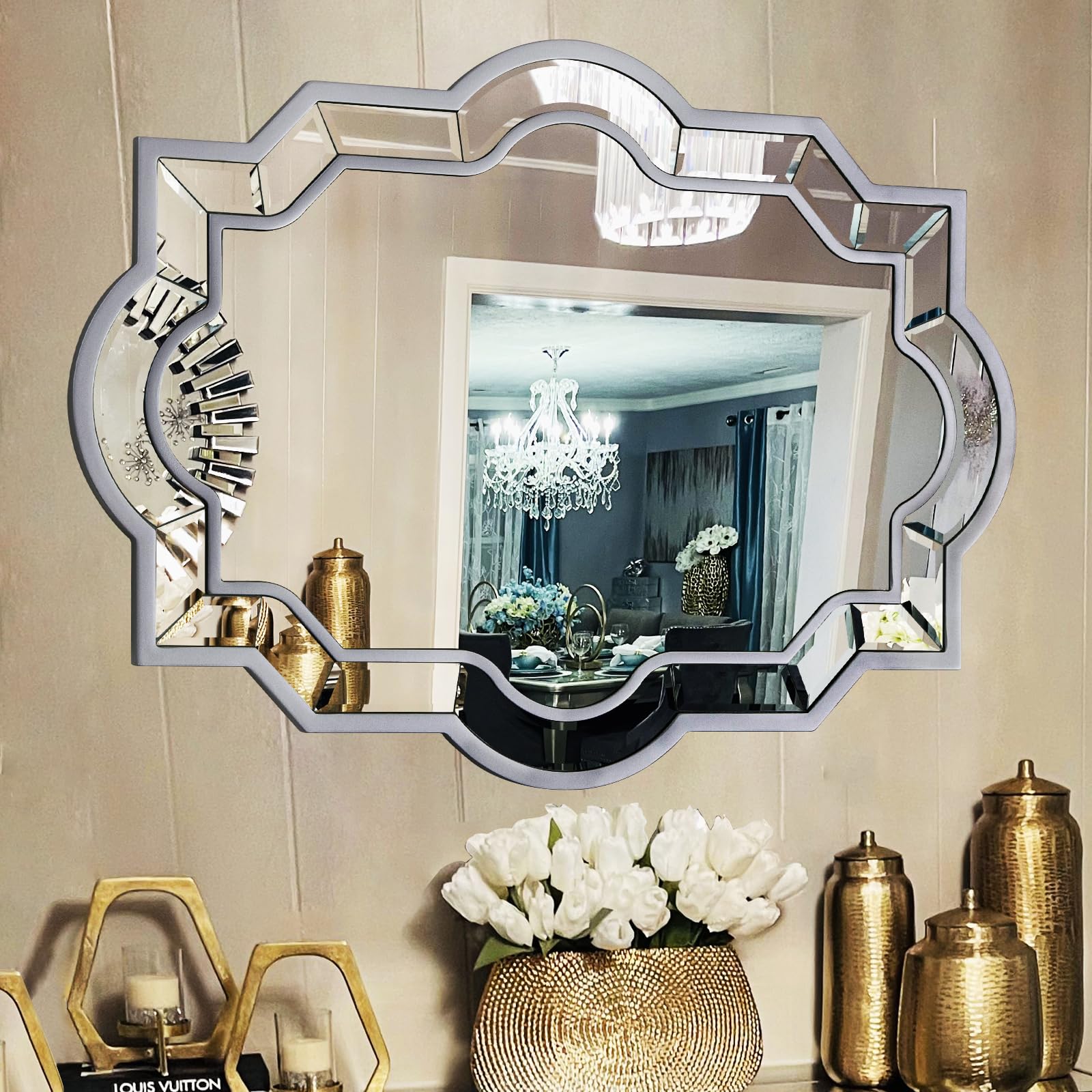 Chende Decorative Wall Mirror for Decor, 32" x 24" Elegant Living Room ...