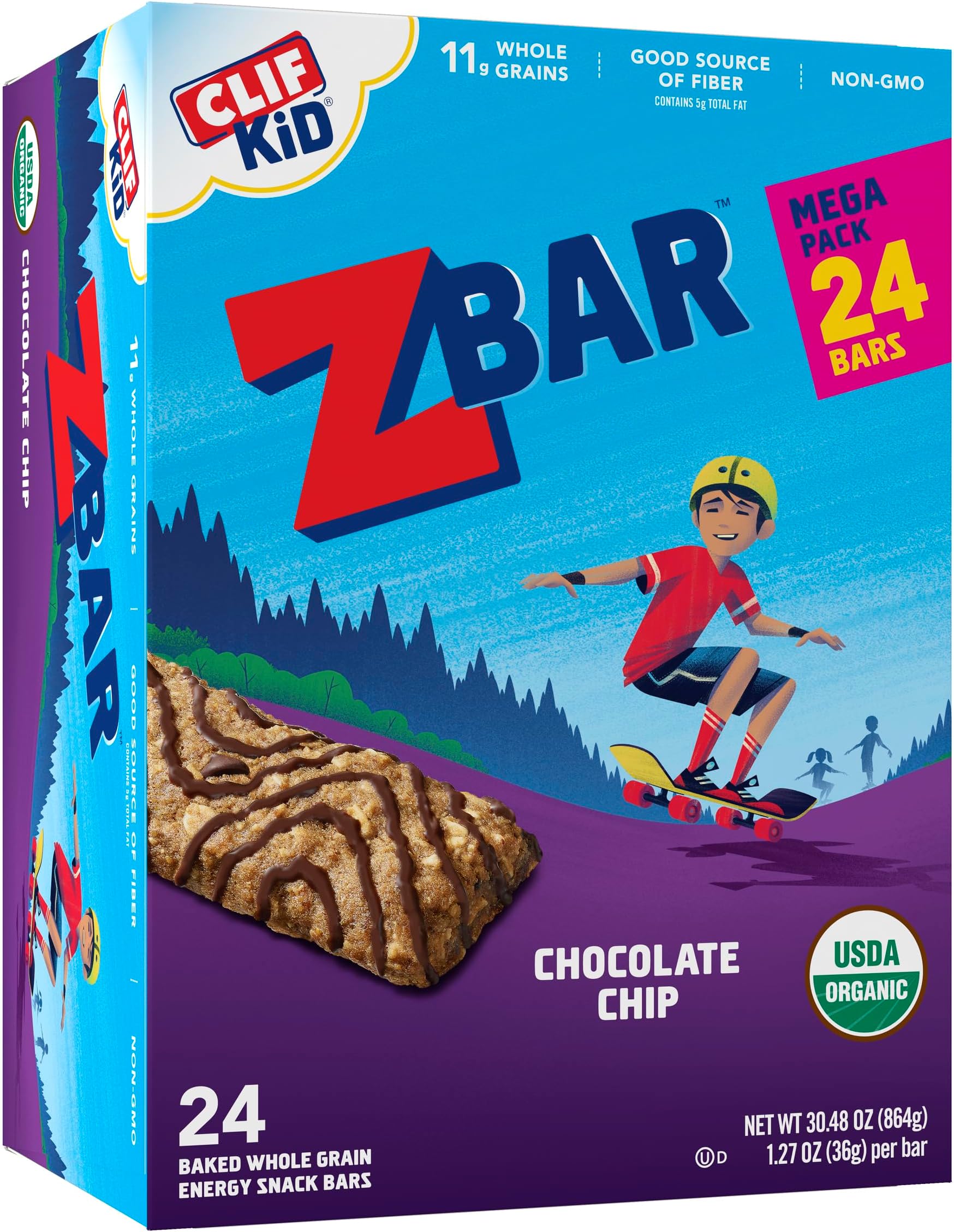 Amazon.com : CLIF Kid Zbar Protein - Chocolate Chip - Crispy Whole ...