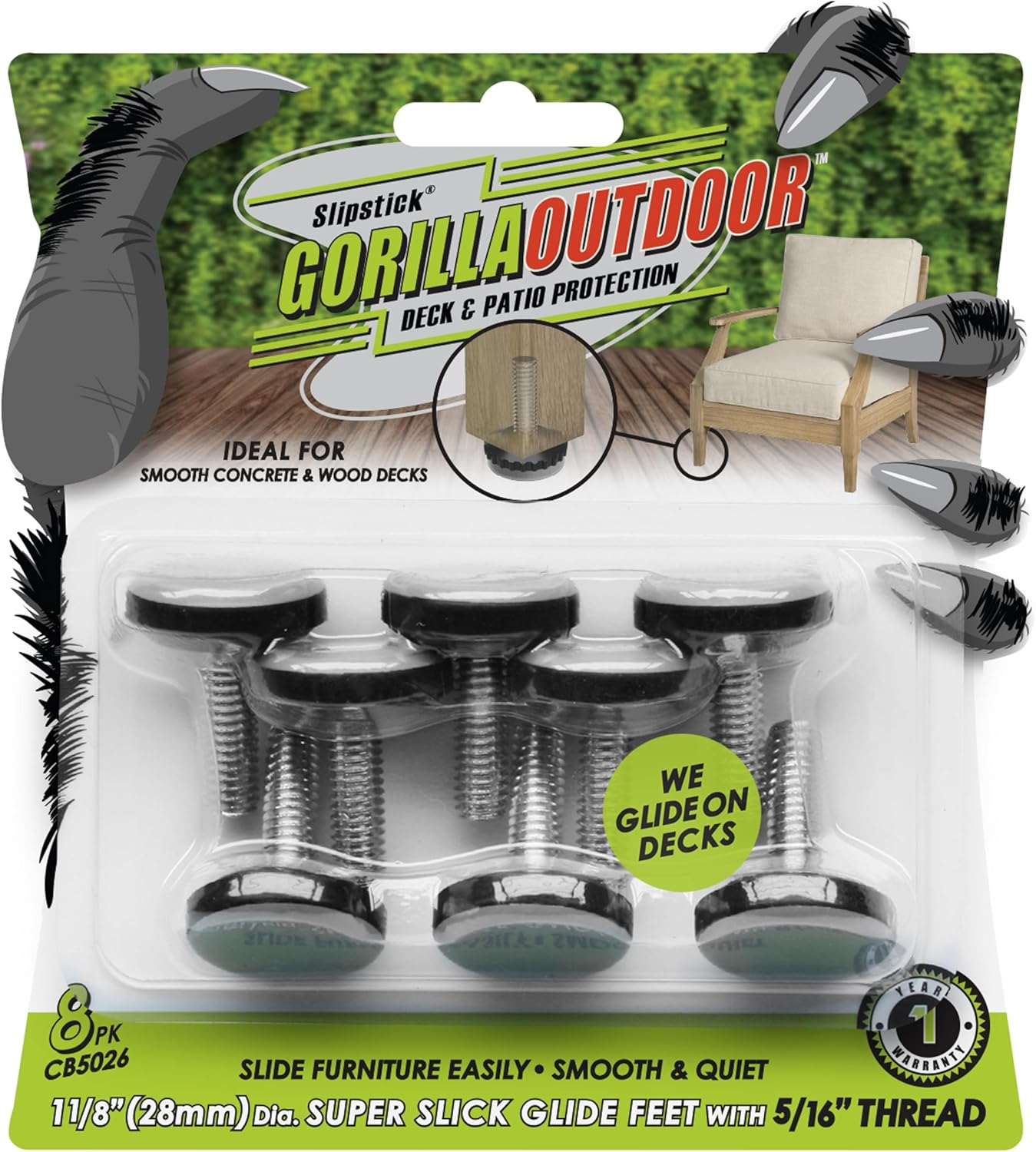 Amazon.com: Slipstick Gorilla Outdoor Adjustable Furniture Levelers (8 ...