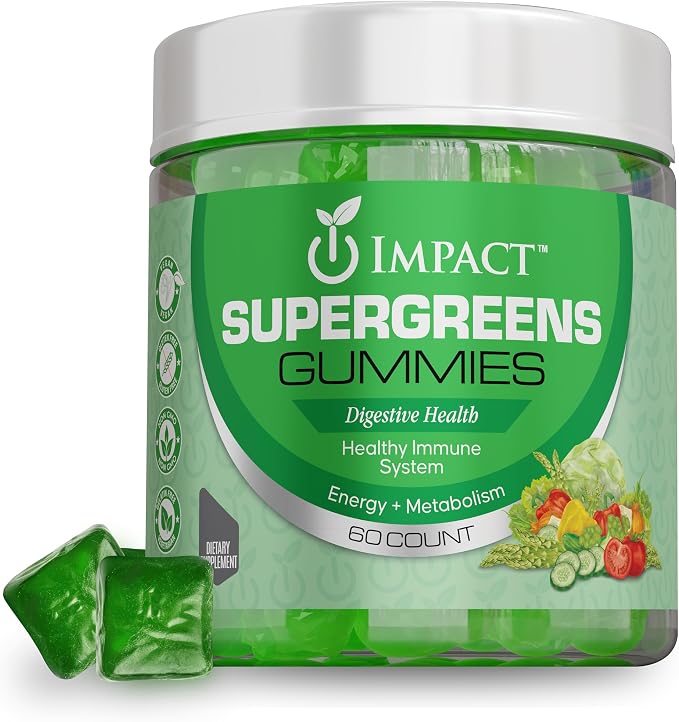 Amazon.com: Impact Supergreens Fiber Gummies - Sugar Free - Non-GMO ...