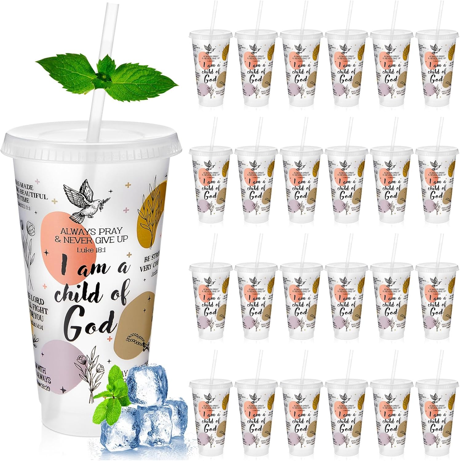 Amazon.com: Skylety 24 Pcs Christian Cups Gifts Bible Verse Plastic ...