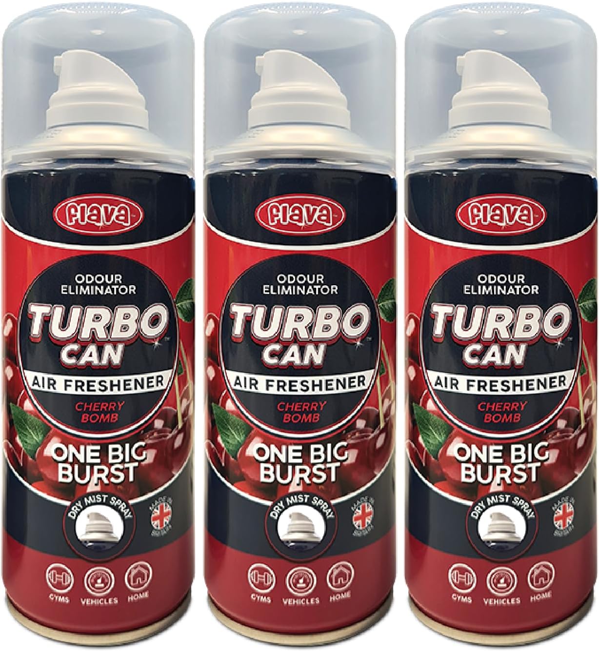 Flava Car Air Freshener Turbo Can Spray - Cherry Bomb (Pack of 3 ...