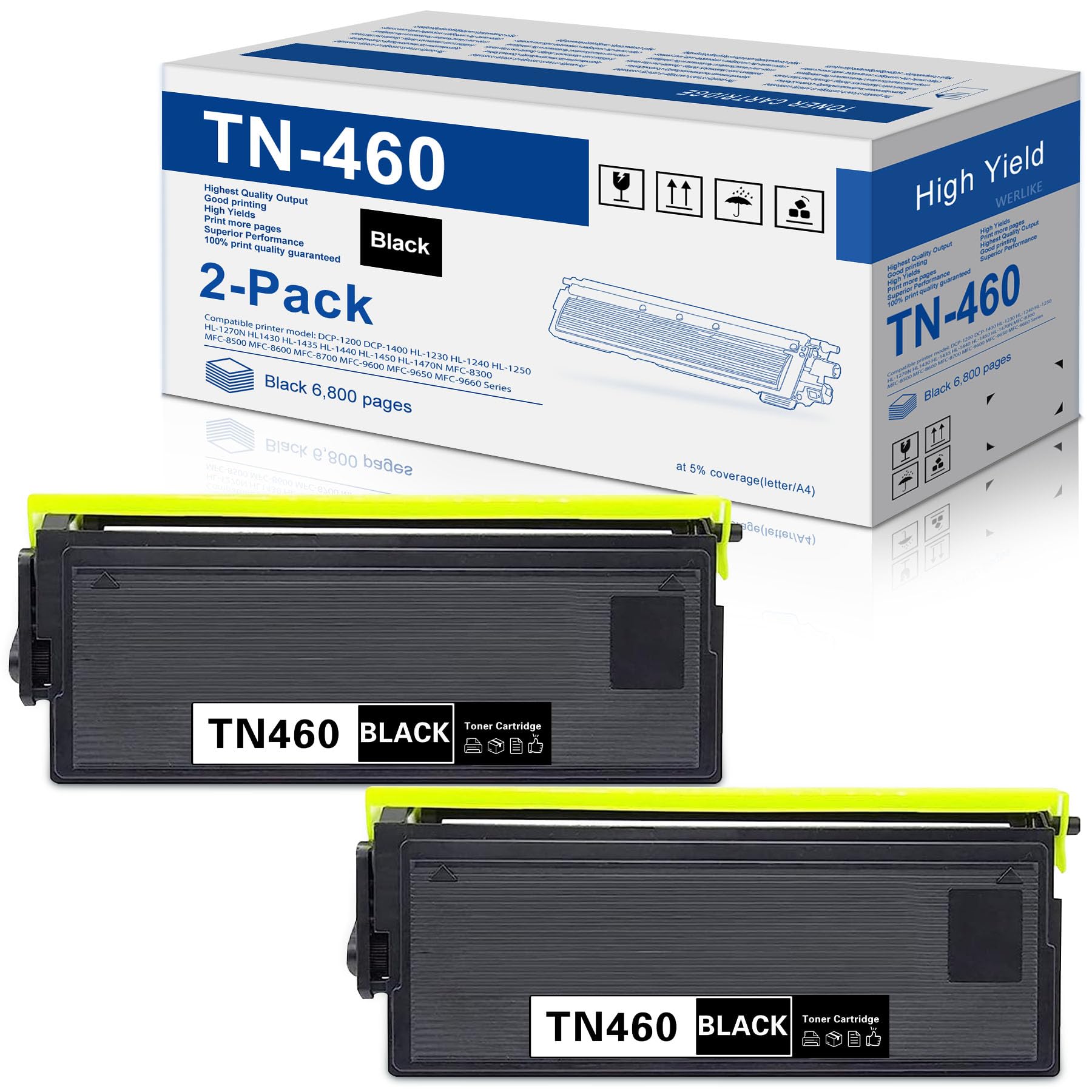Amazon.com: TN-460 TN460 High Yield Toner Cartridge (Black, 2-Pack ...