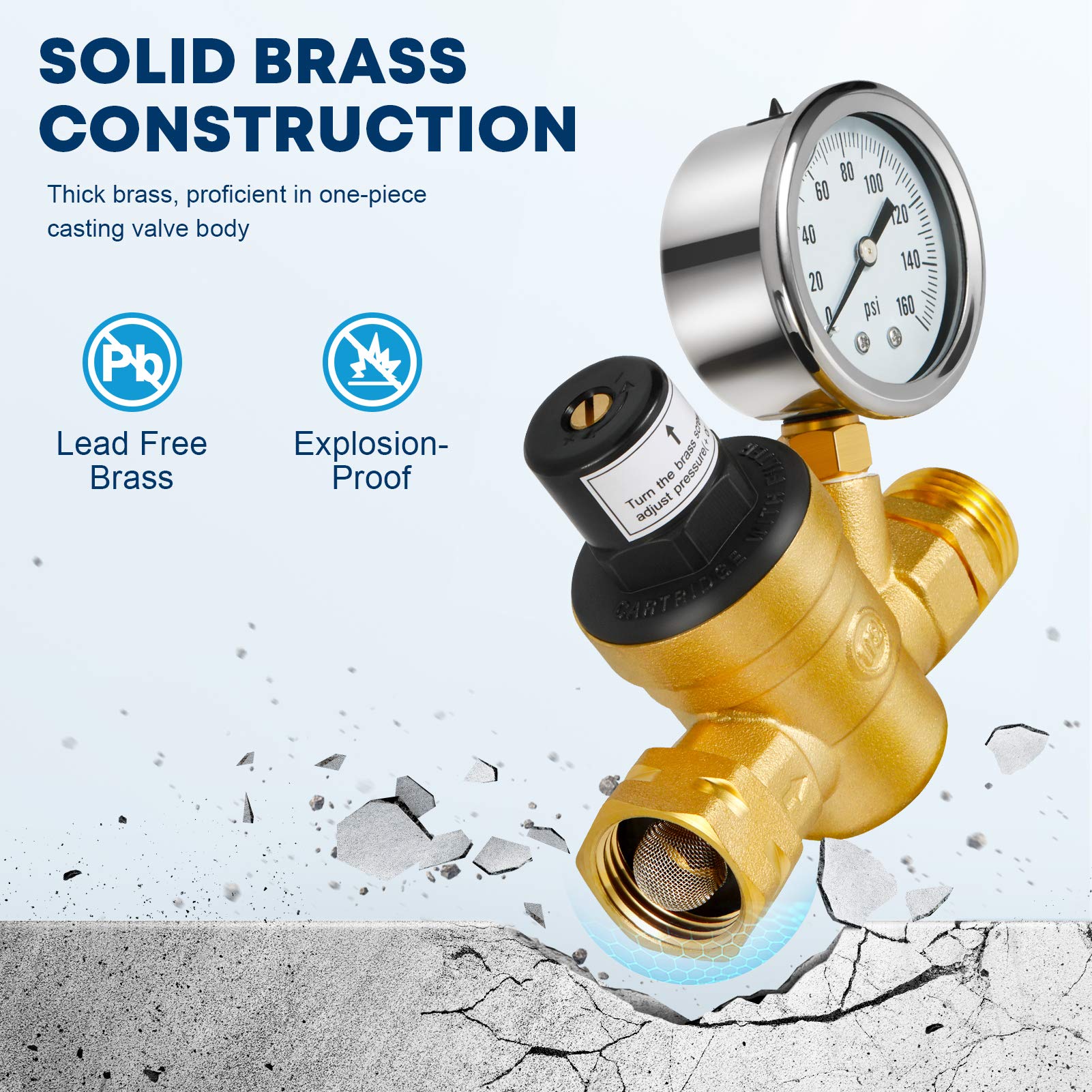 Snapklik.com : Kohree RV Water Pressure Regulator For RV Camper, Brass ...